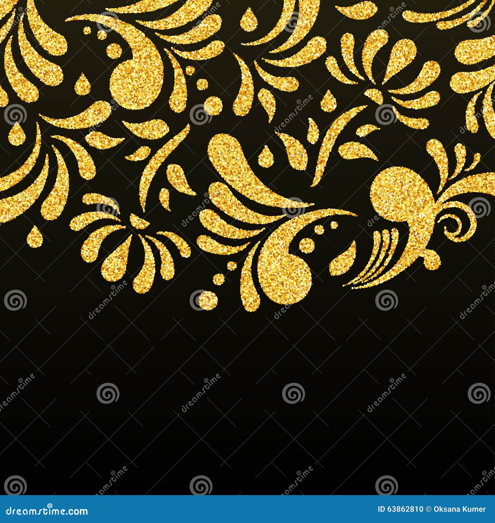 Vector Gold Glitter Floral Invitation Card Stock Vector - Illustration ...