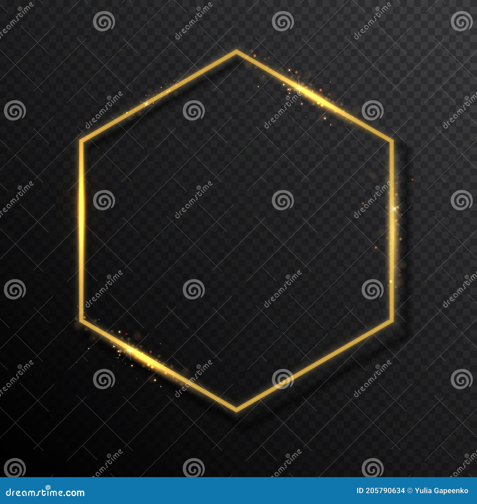 Vector Gold Glitter Light Frame Isolated on Black Stock Illustration ...