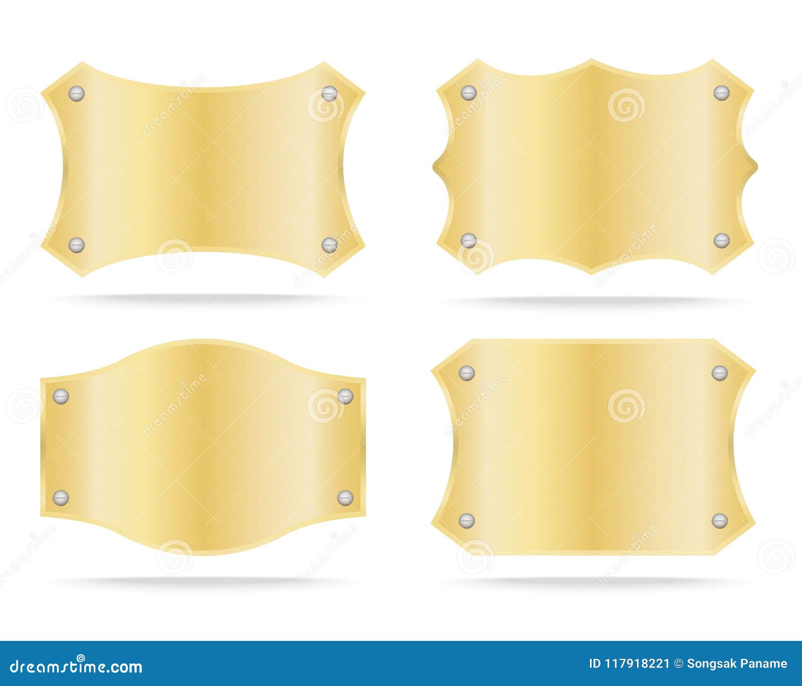 Vector Gold Label Metal or Metallic Gold Name Plate Set Stock Vector ...