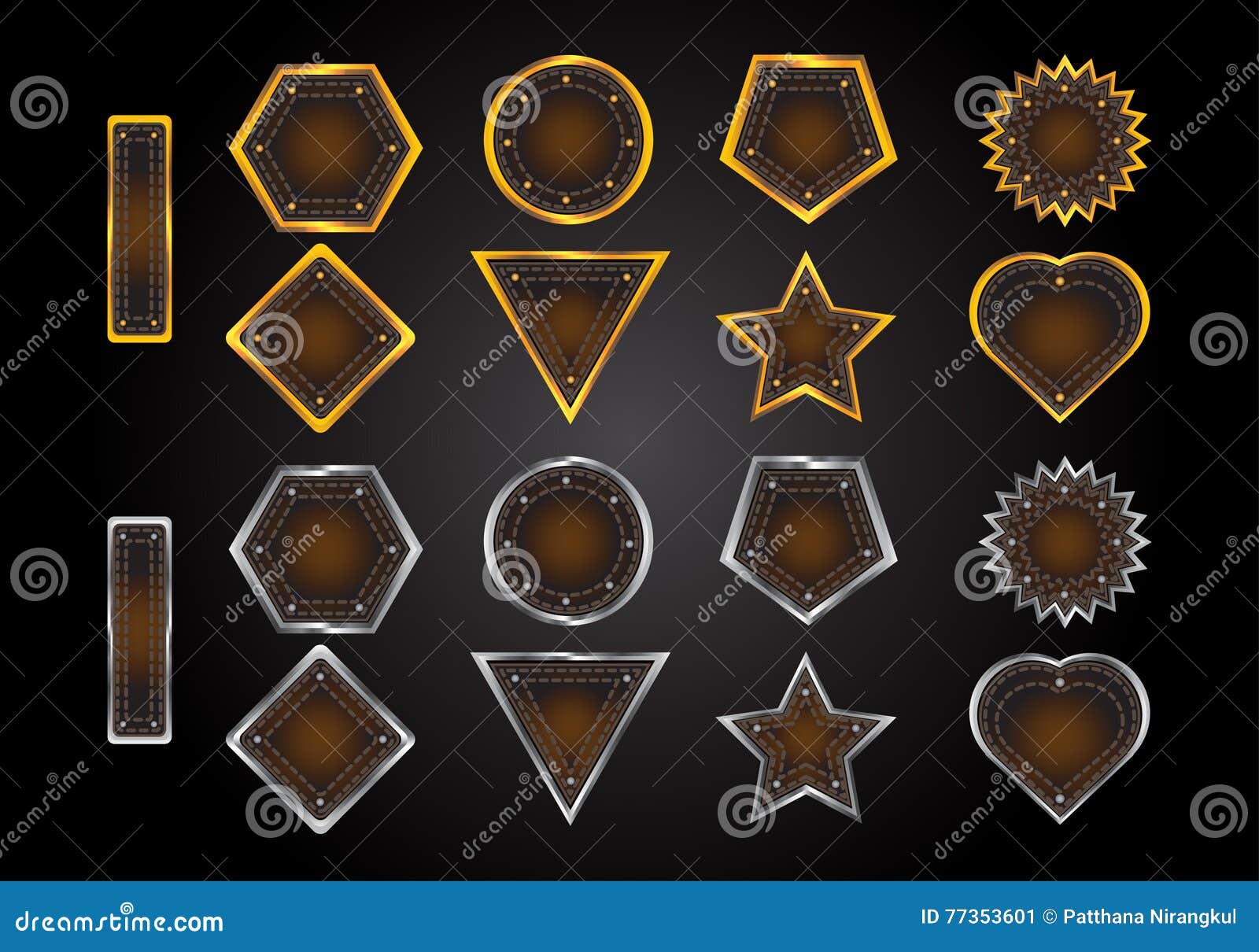 Vector Gold and Leather Shape Labels Set Stock Vector - Illustration of ...