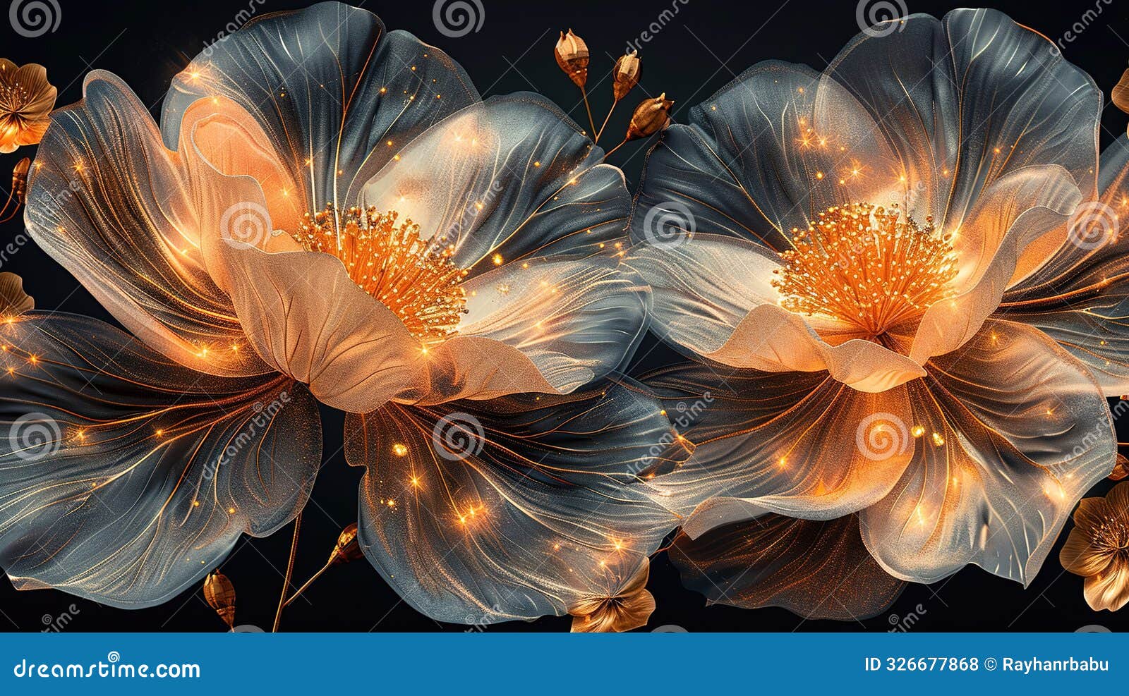 Vector Gold Line Flower Pattern Stock Illustration - Illustration of ...