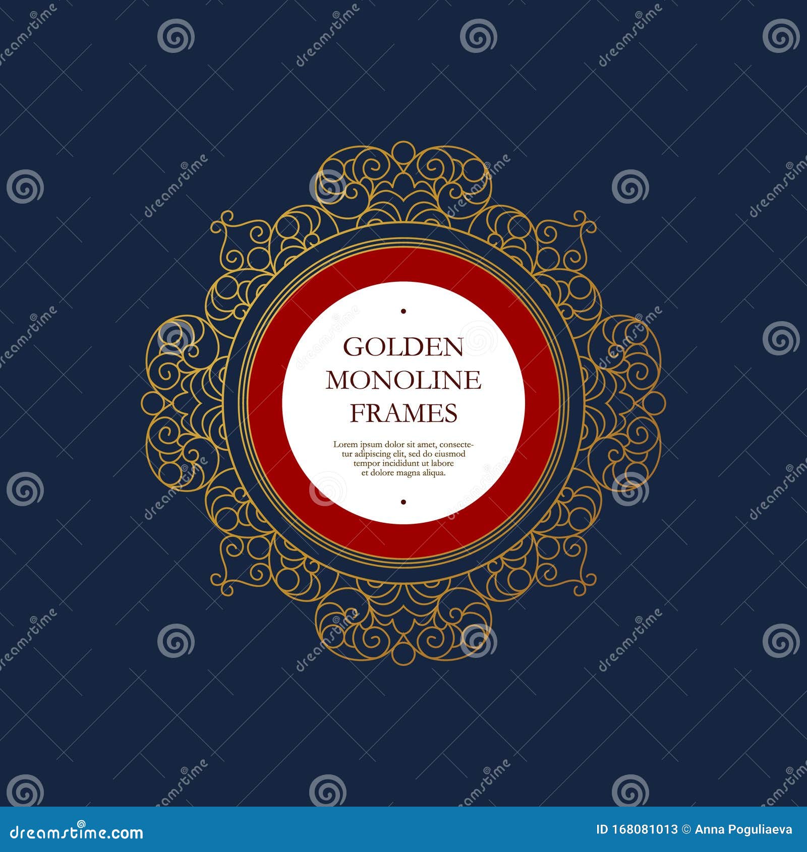 Vector Gold Lineart Frame, Border, Monogram Design Template. Element in ...