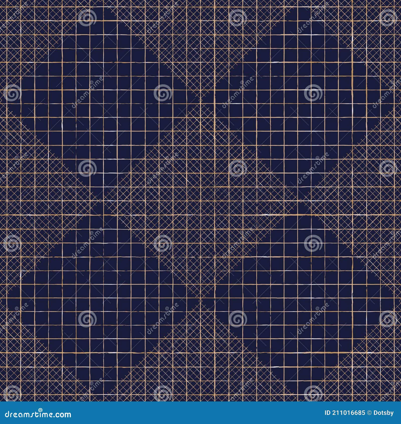 Vector Gold Squares Grid Blue Seamless Pattern Stock Vector ...