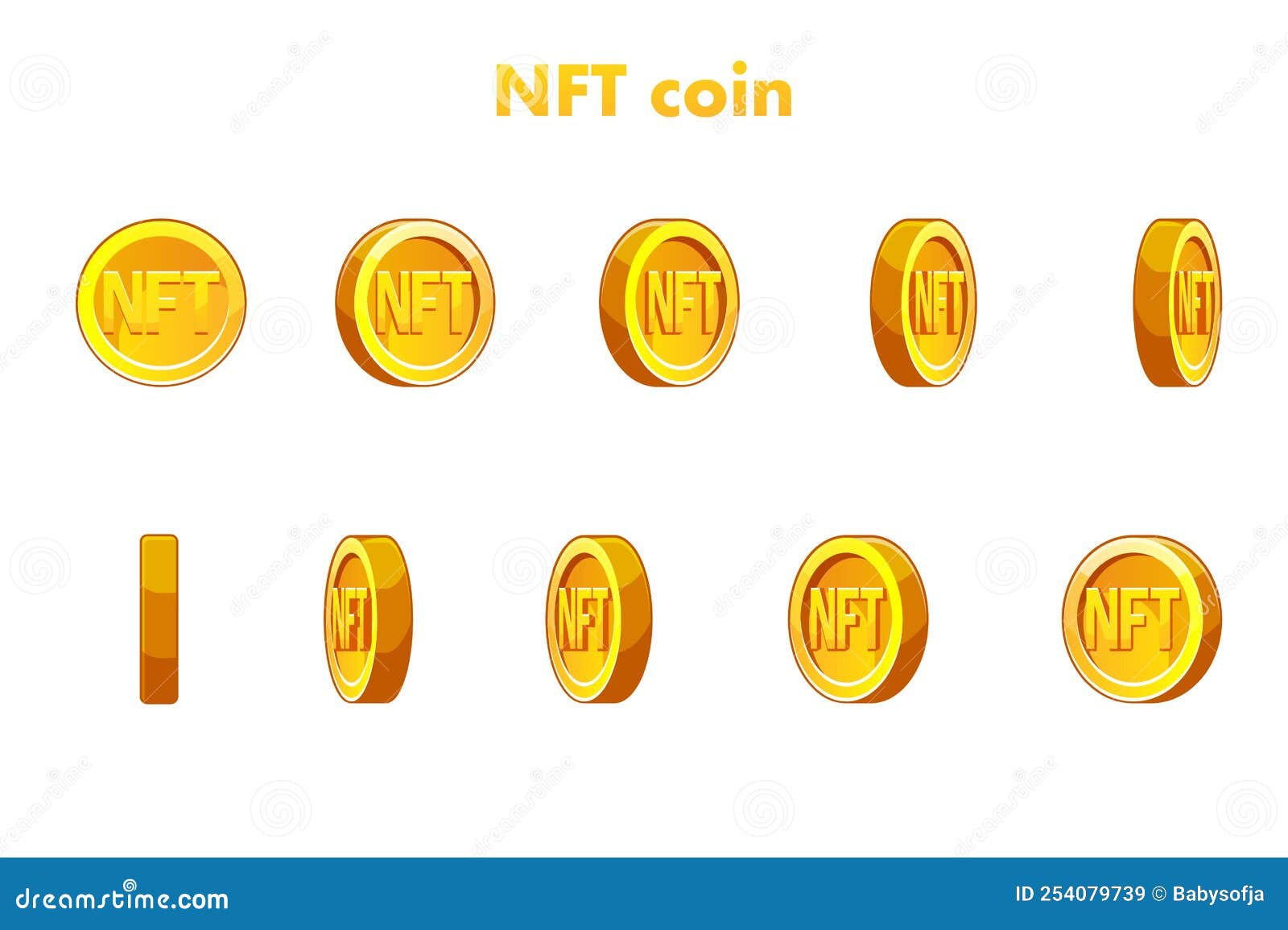 Vector Gold NFT Coin. Animation NFT Coin, Step by Step Stock ...