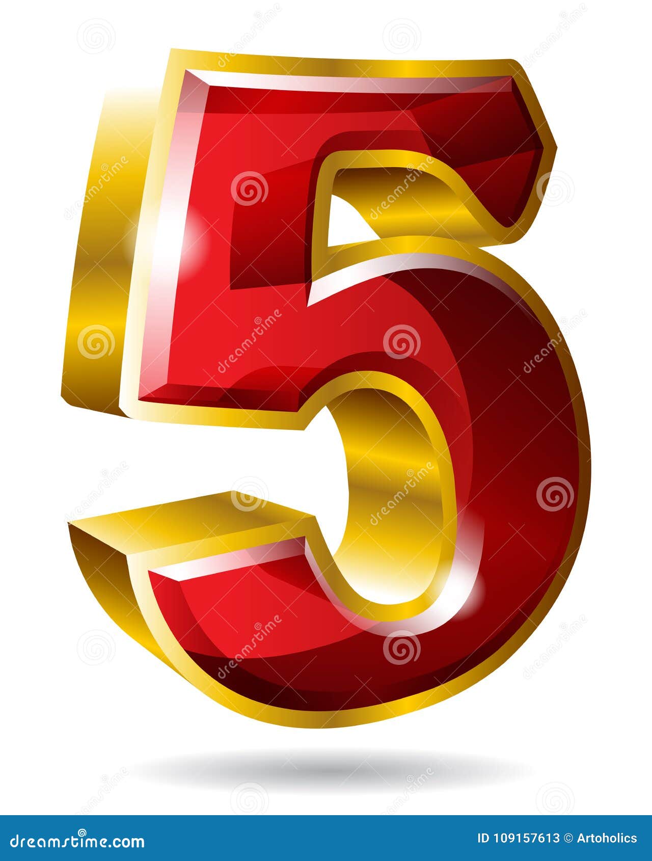 Vector Gold Number 5 Isolated on White Background. Stock Vector ...