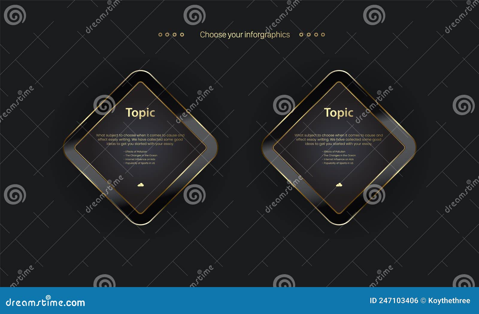 2 Vector of Gold OPtion Buttons Design,Two Chart Elements Levels ...