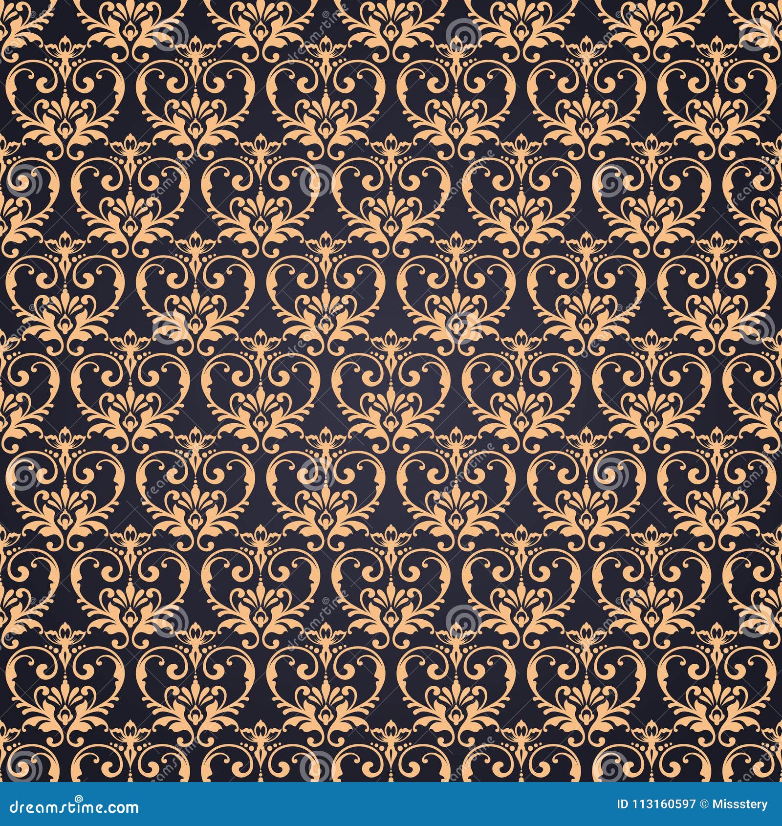 Vector Gold Ornate Damask Background in Eastern Style. Seamless ...