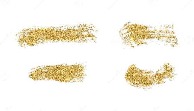 Vector Gold Paint Smears Set. Glitter Elements on White Background ...