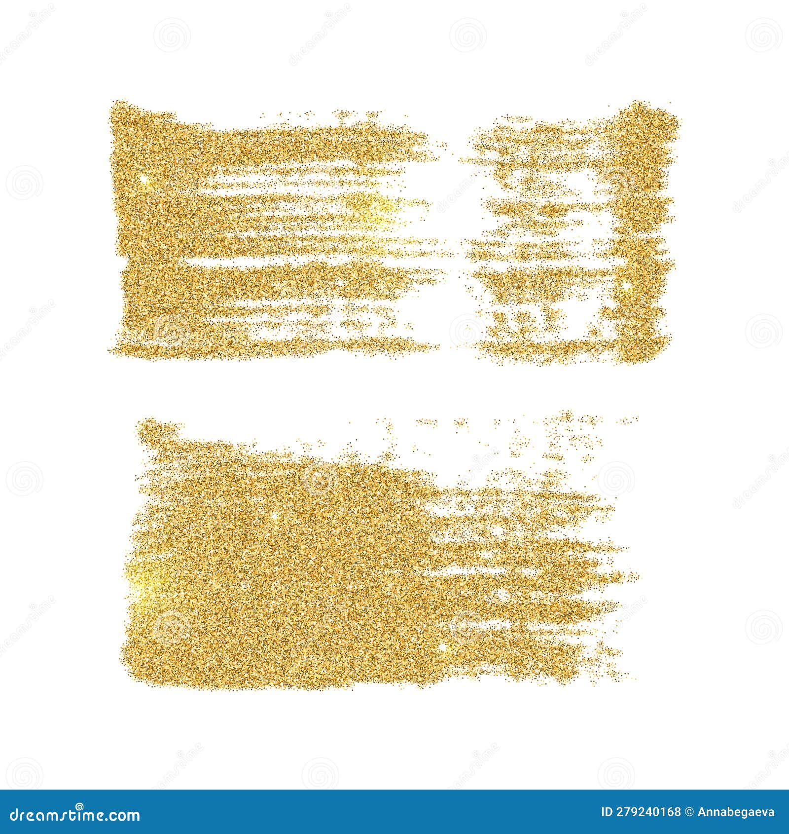 Vector Gold Paint Smears Set. Glitter Elements on White Background ...