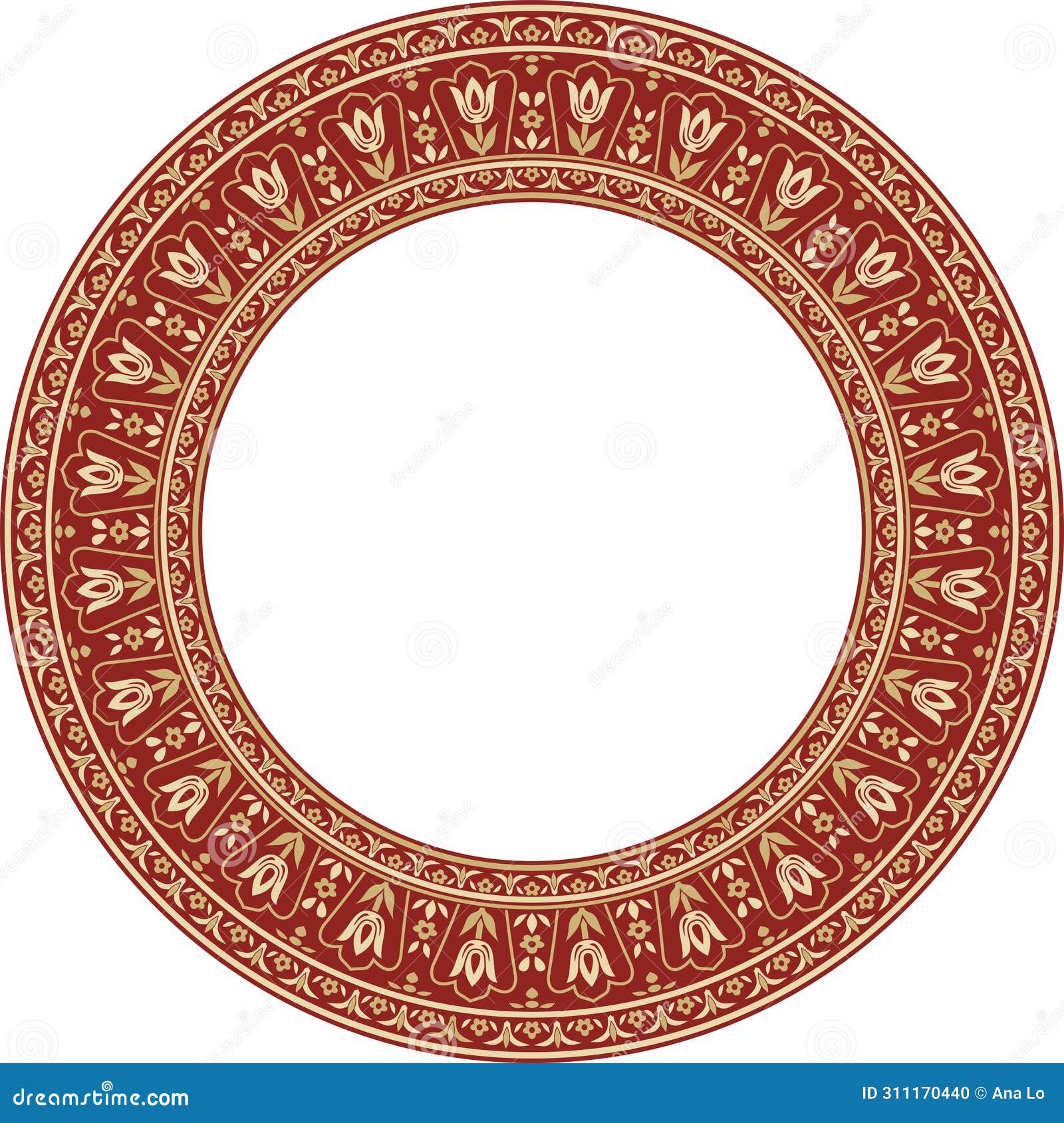 Vector Gold with Red Round Turkish Ornament. Stock Illustration ...