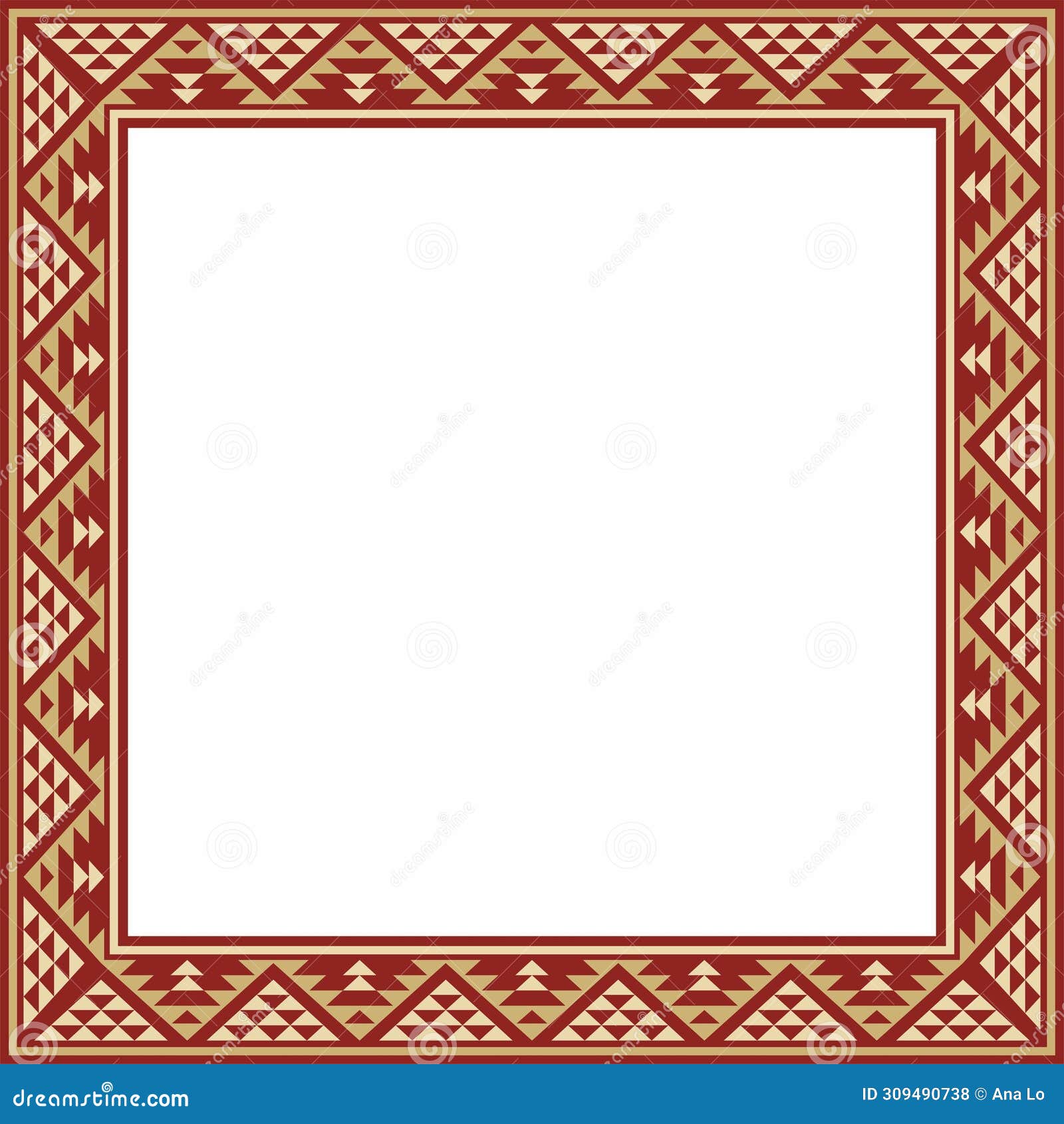 Vector Gold with Red Square National Indian Patterns. Stock Vector ...
