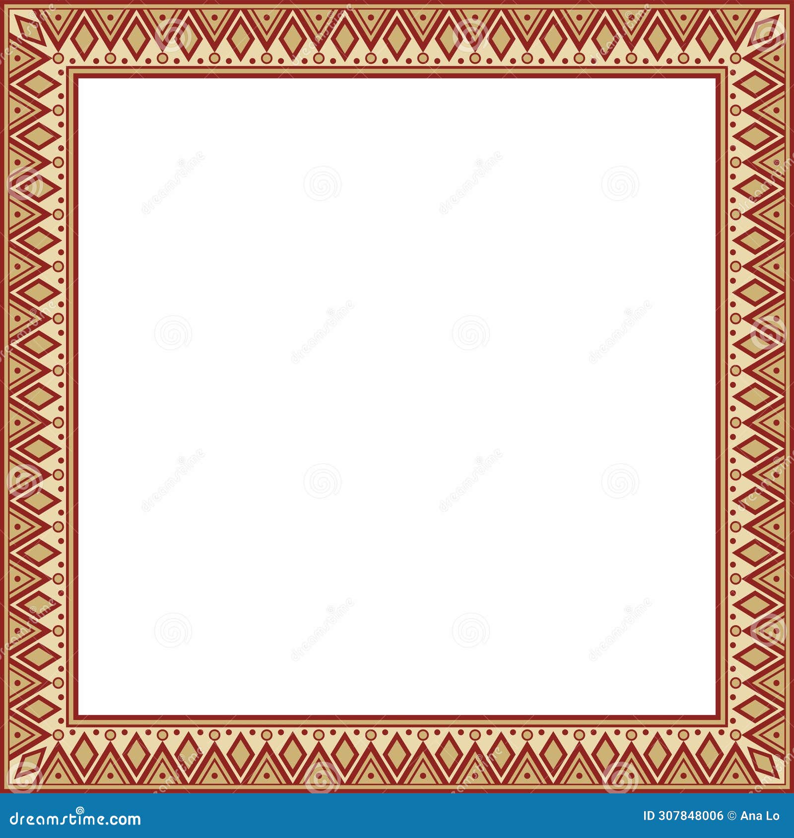 Vector Gold with Red Square National Indian Patterns. Stock Vector ...