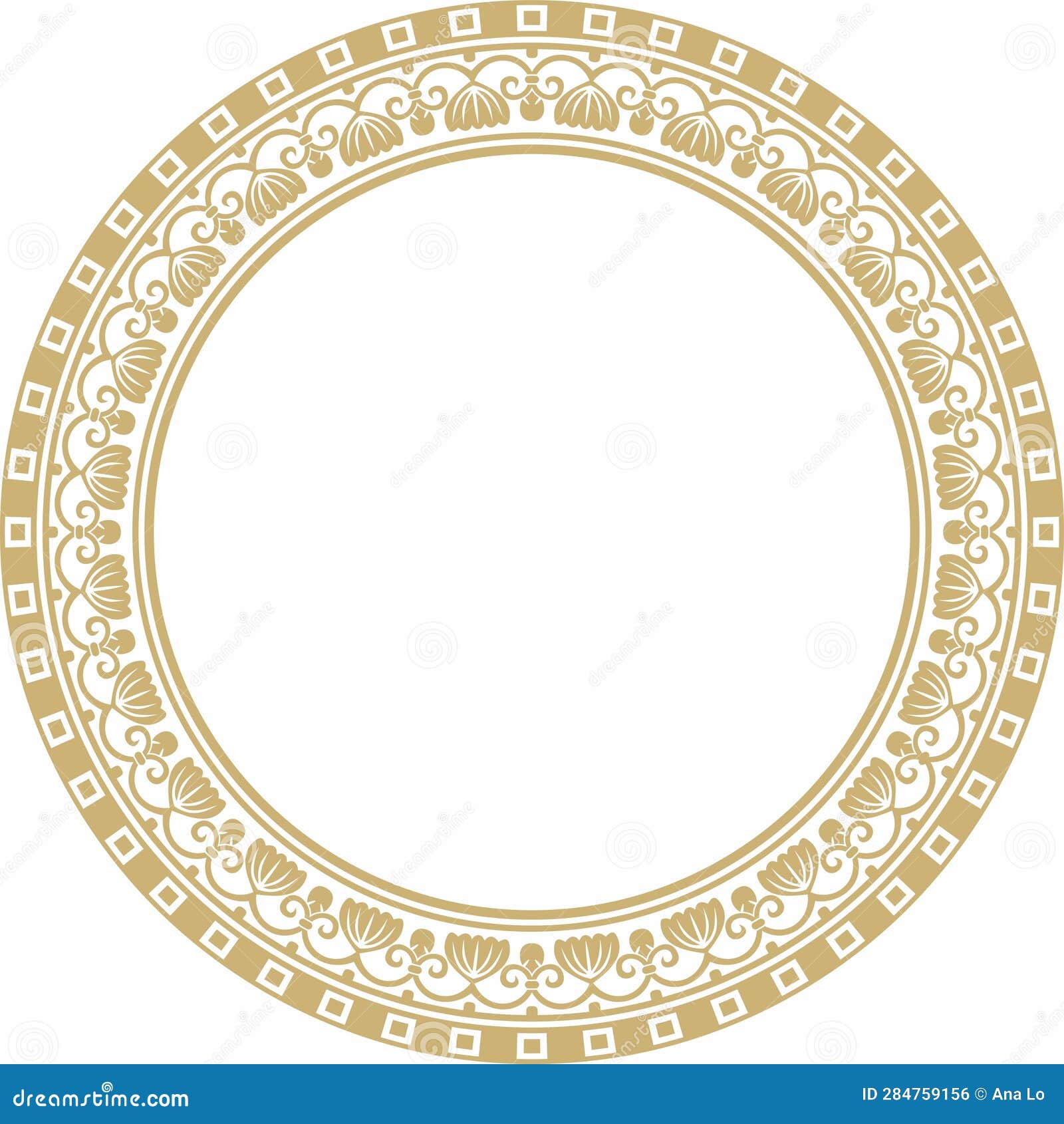 Vector Gold Round Ornament Ring of Ancient Greece. Stock Vector ...