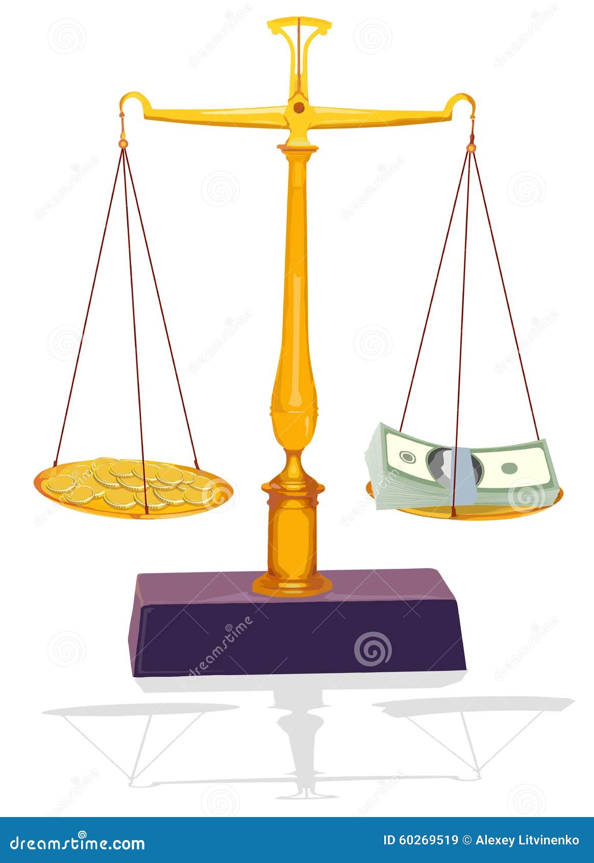 Vector Gold Scale with Money Stock Vector - Illustration of dollar ...