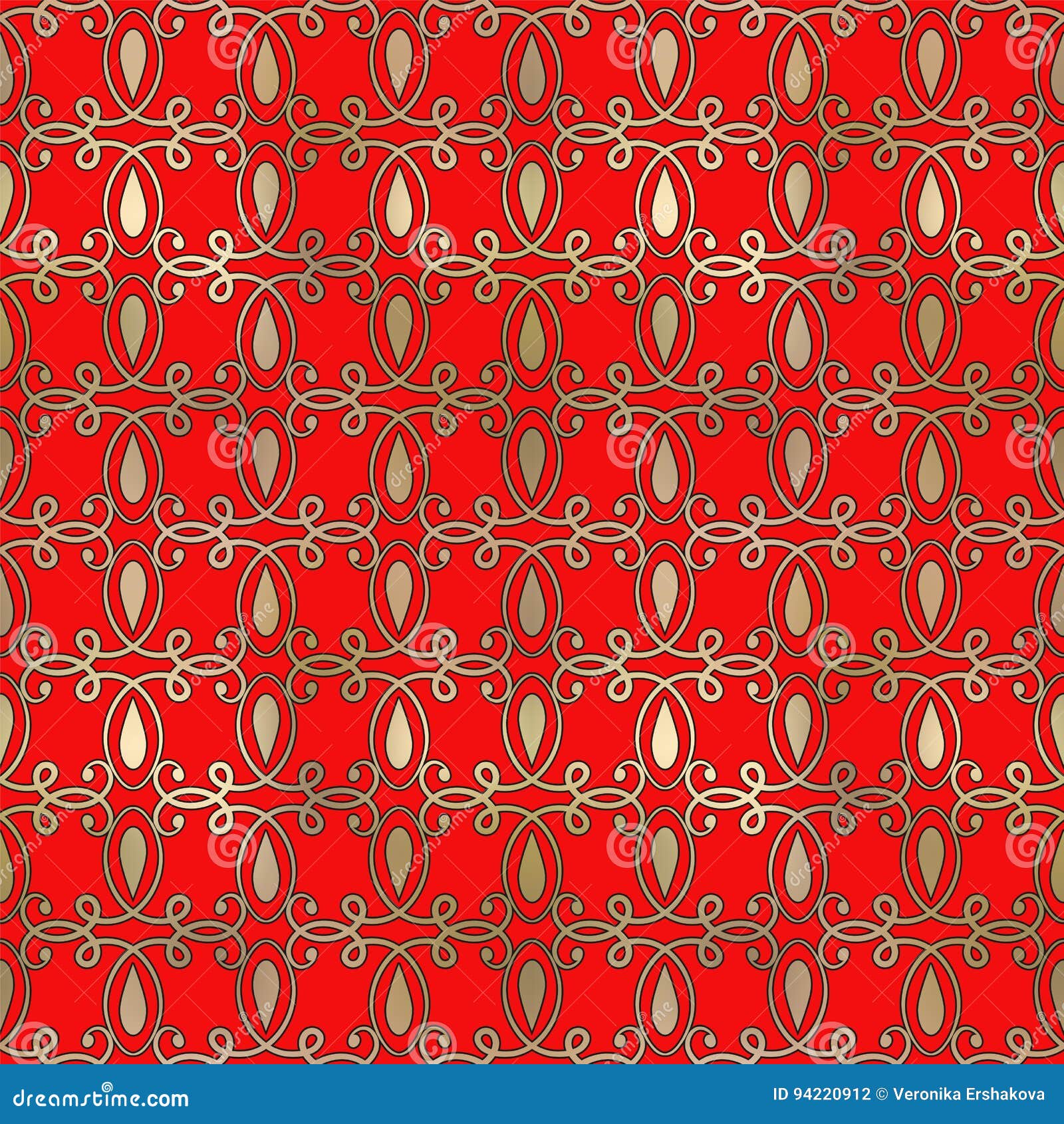 Vector Gold Seamless Pattern on a Red Background Stock Illustration ...