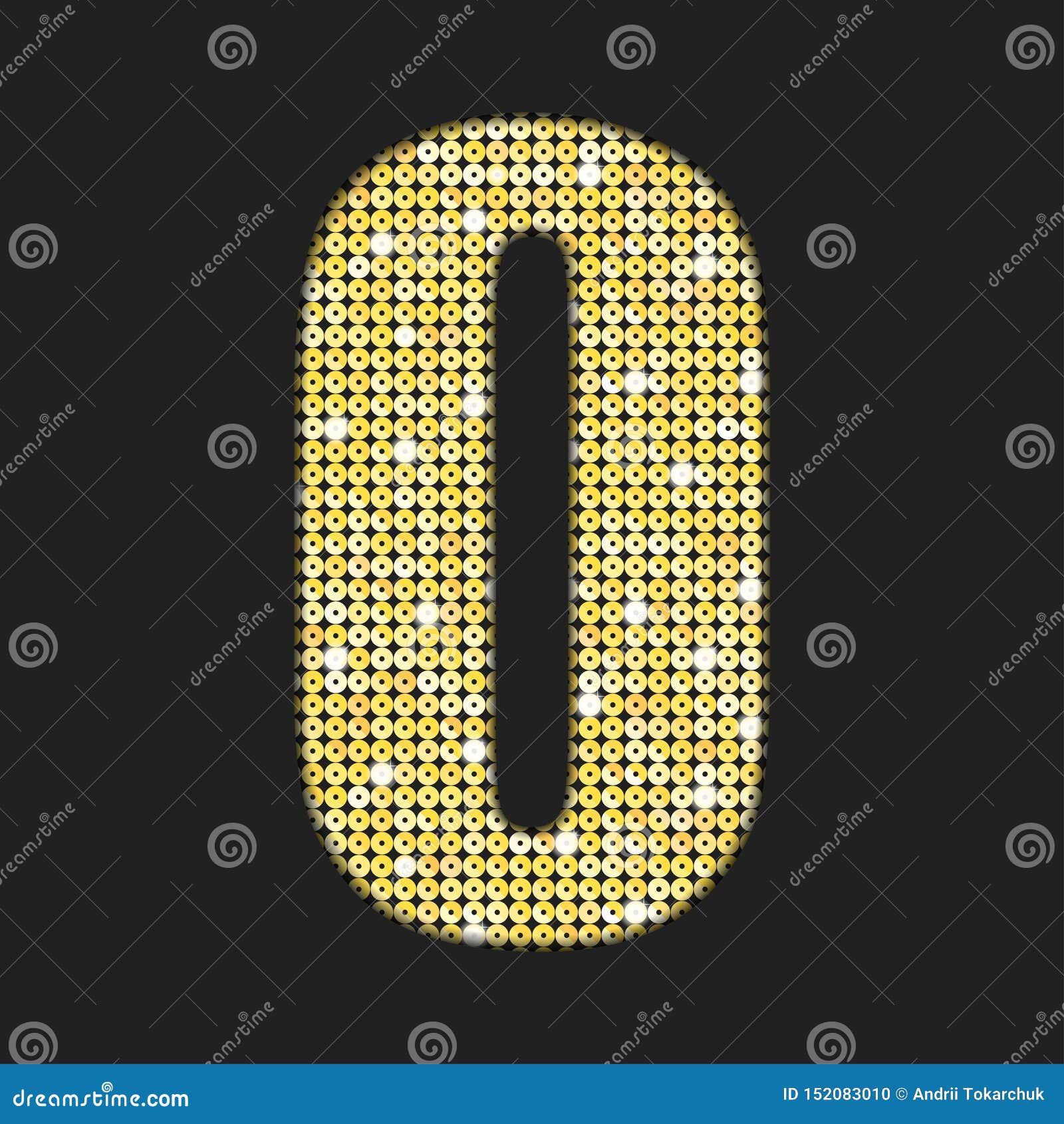 Vector Gold Sequins Number - Zero. Glitter Font. Stock Vector ...