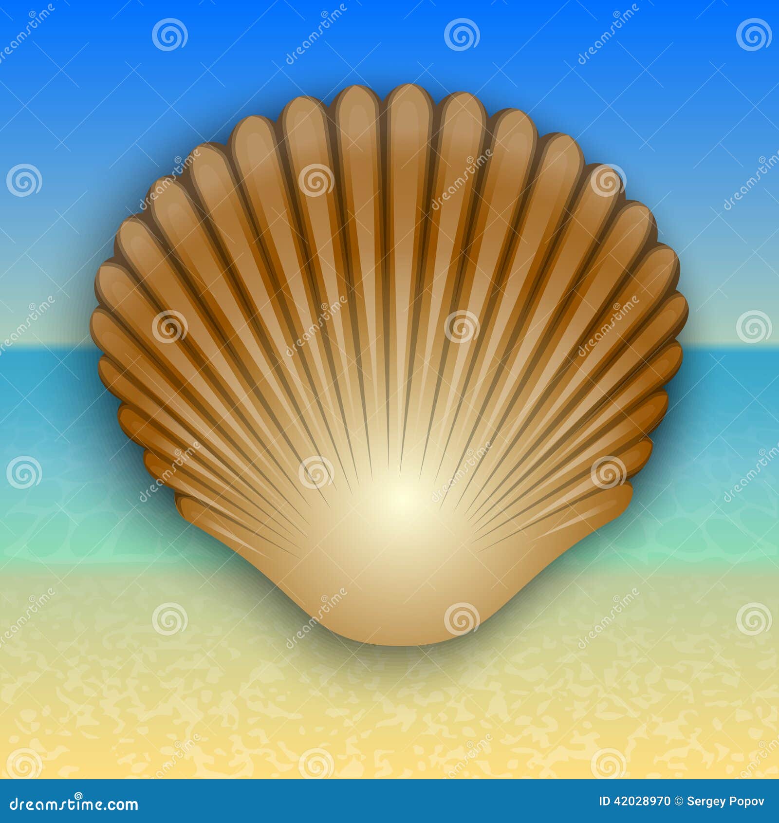 Vector Gold Shell Illustration on the Summer Sea Stock Vector ...