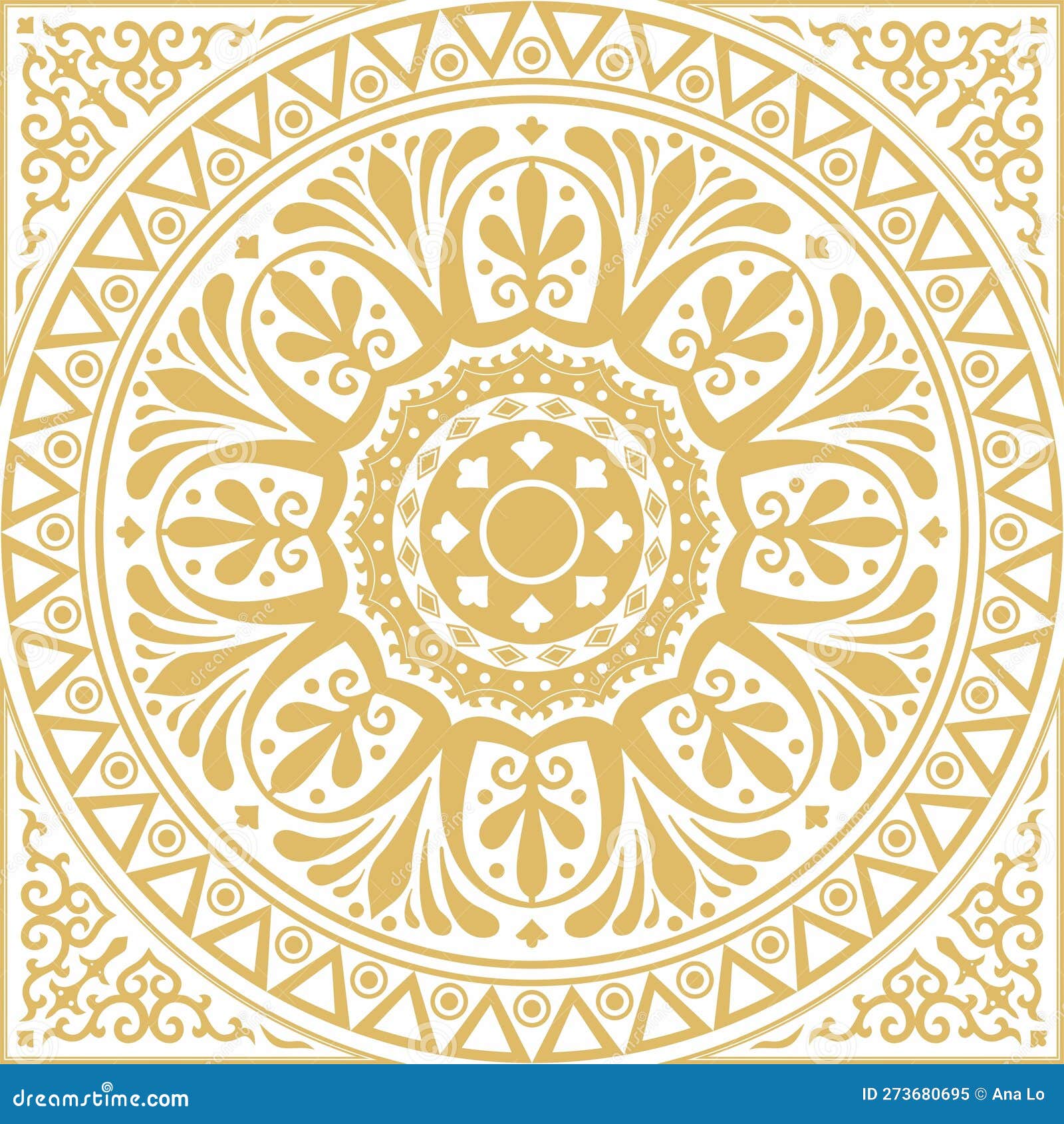 Vector Gold Square Classical Ornament of Ancient Greece and Roman ...