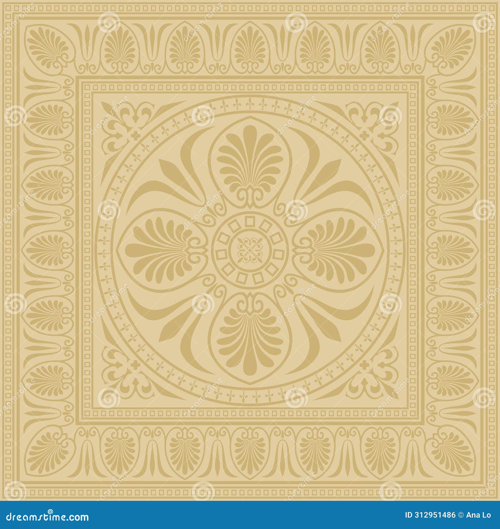 Vector Gold Square Classical Ornament of Ancient Greece and Roman ...