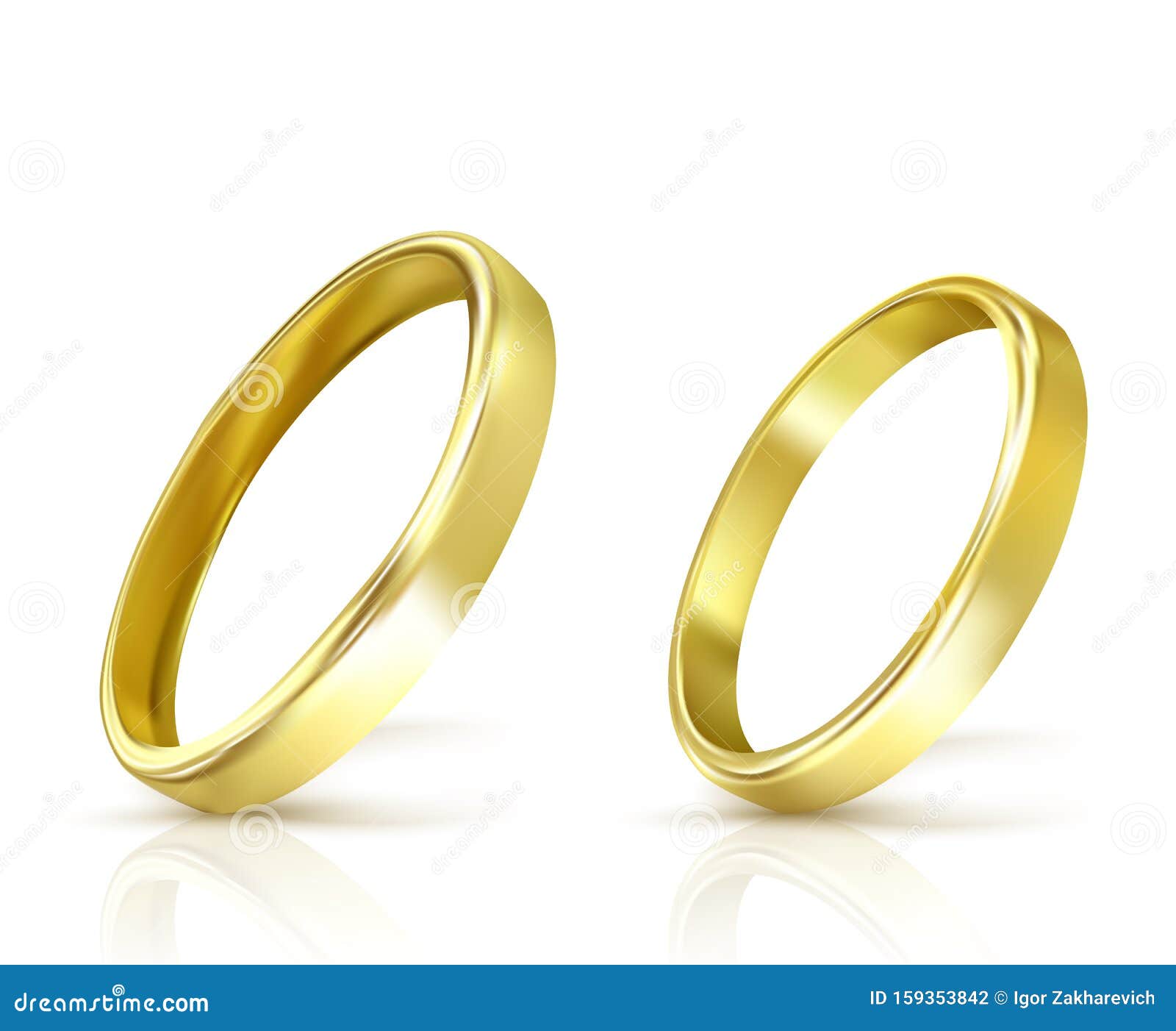 Gold Wedding Rings Isolated on White Stock Vector - Illustration of ...