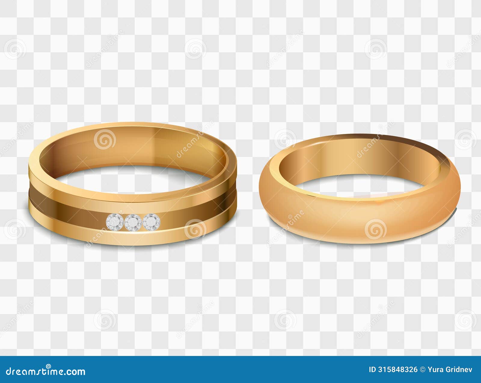 Vector Gold Wedding Rings Isolated on White. Stock Vector ...