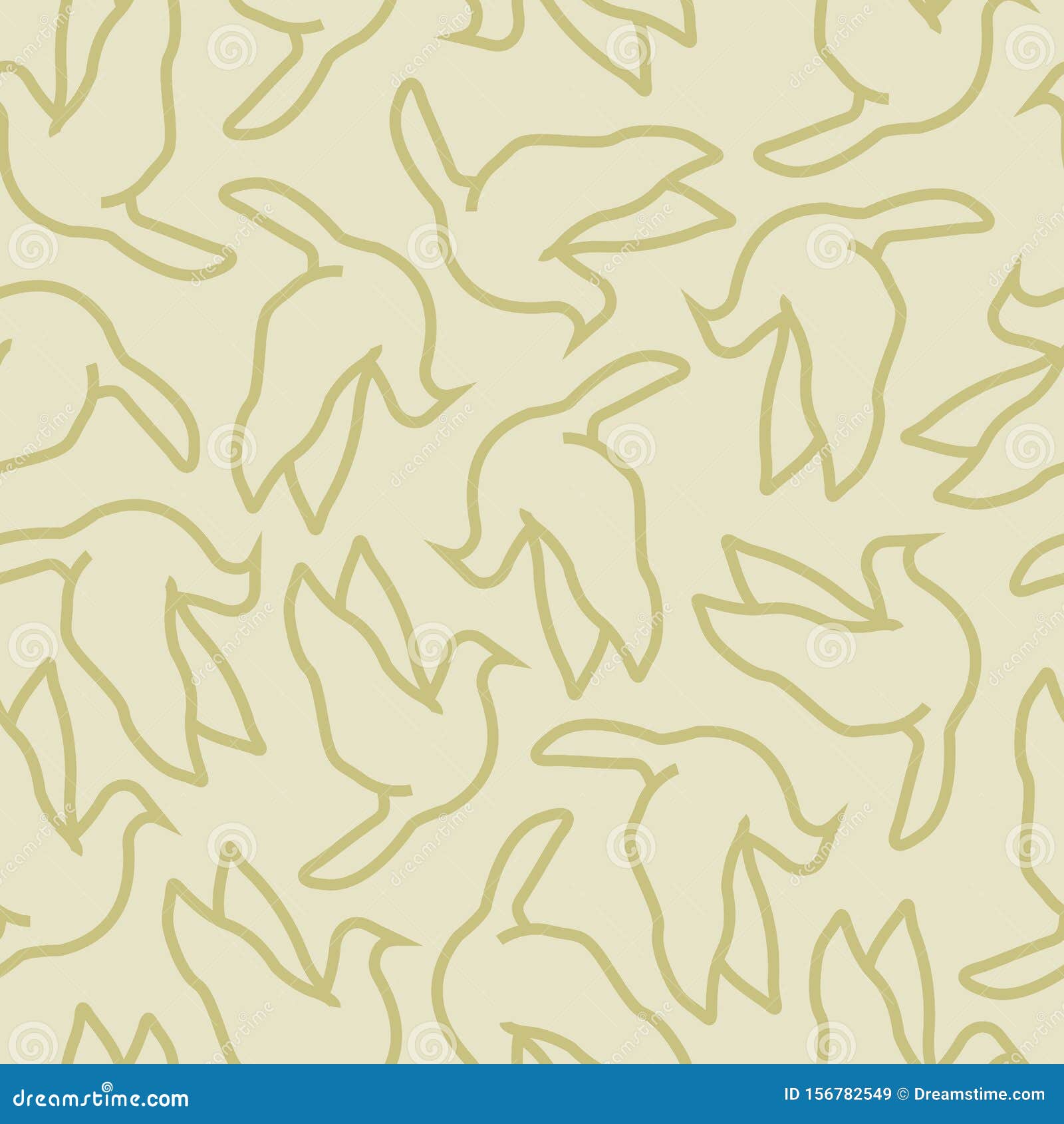 Vector Gold Yellow Doves Birds Seamless Repeat Pattern Background Stock ...