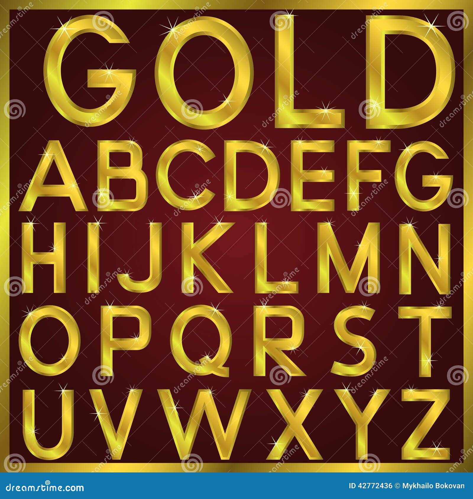 Vector golden alphabet stock vector. Illustration of chrome - 42772436