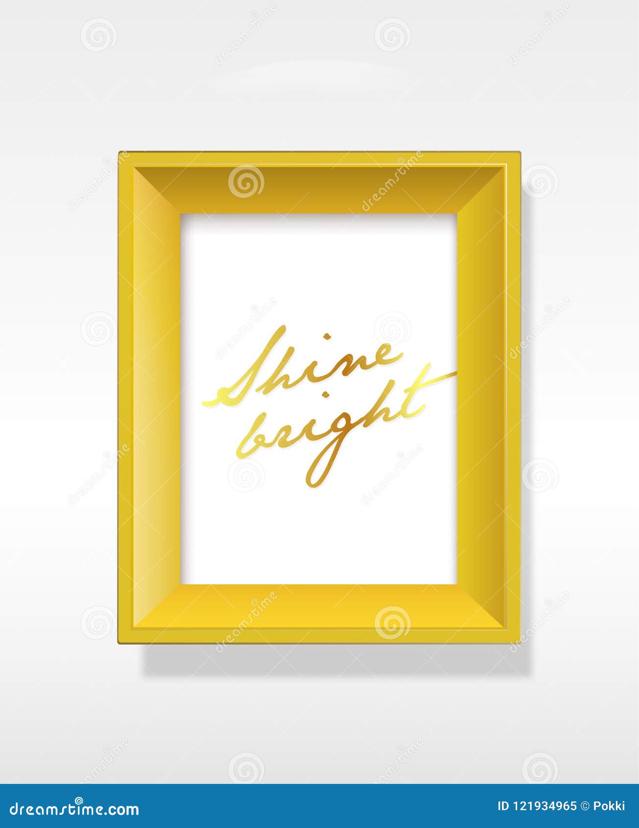 Vector Golden Background Picture Frame with Shine Bright Slogan. Stock ...