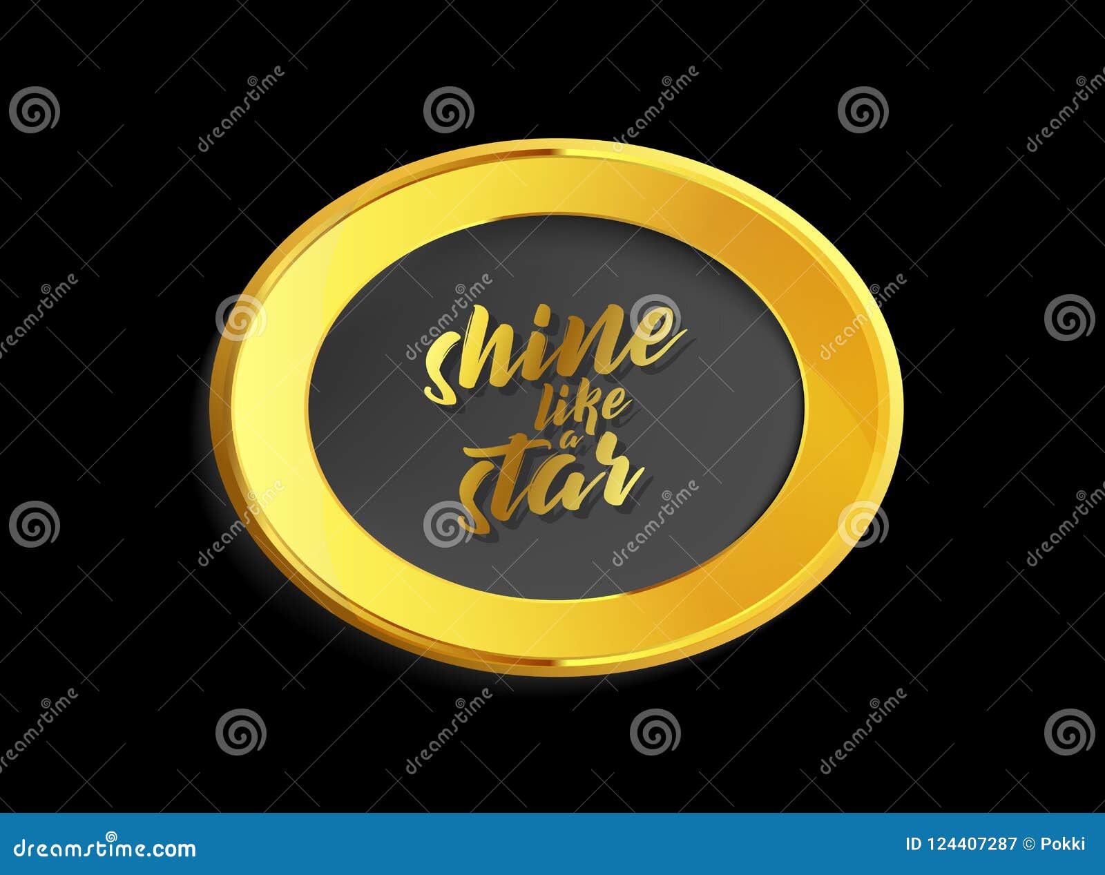 Vector Golden Background Picture Frame with Shine Bright Slogan. Stock ...