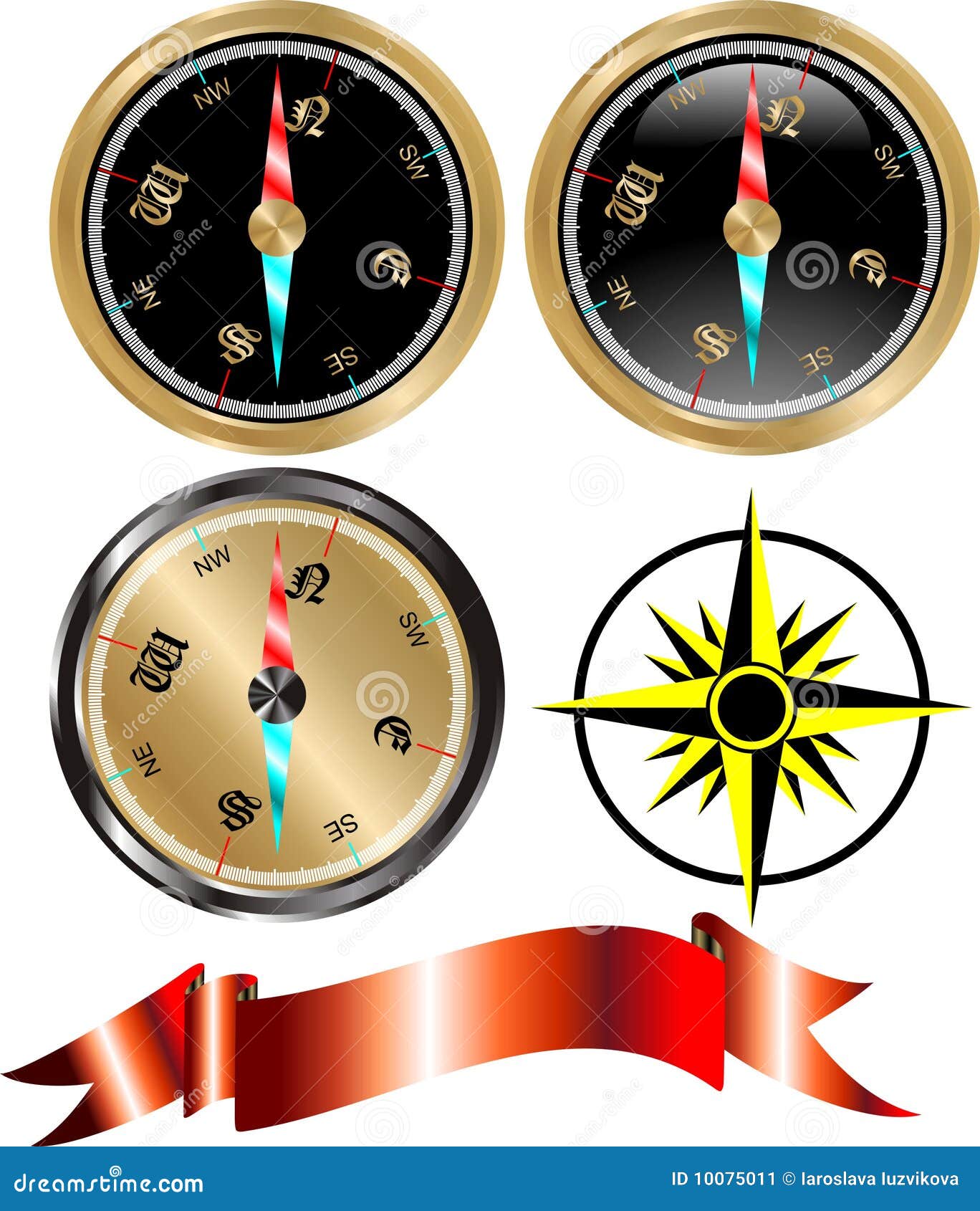 Vector golden compass set stock vector. Illustration of creative - 10075011