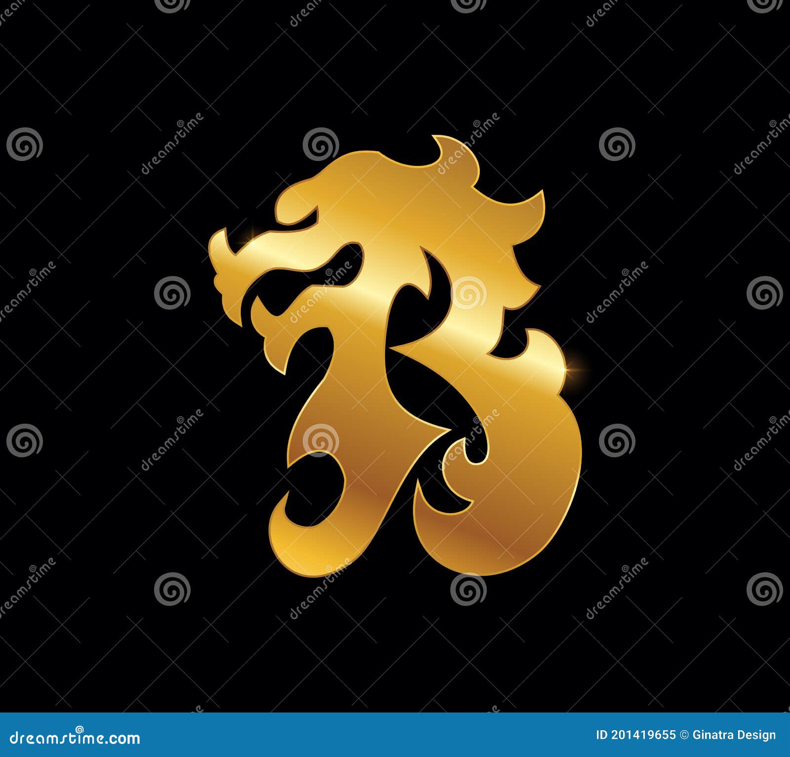 Golden Dragon Monogram Letter Stock Vector - Illustration of hipster ...