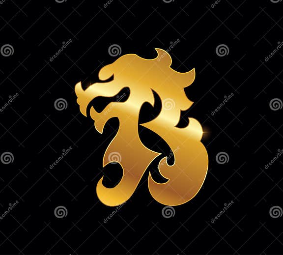 Golden Dragon Monogram Letter Stock Vector - Illustration of hipster ...