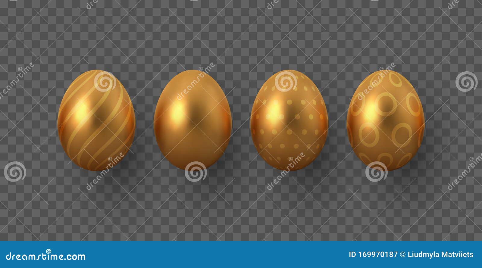 Vector Golden Easter Eggs with Geometric Pattern. Stock Vector ...