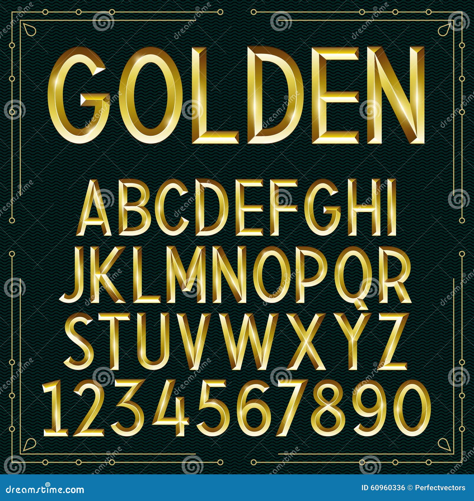 Vector Golden Embossed Font Stock Vector - Illustration of graphic ...