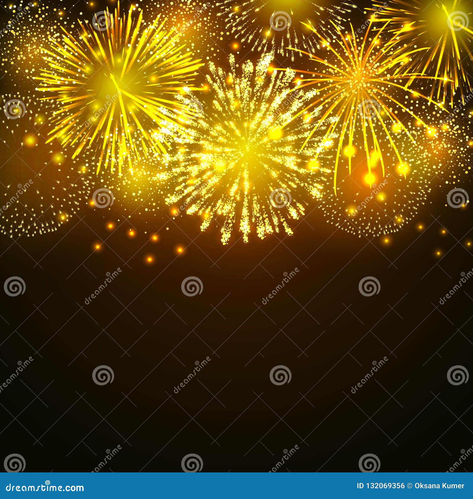 Vector golden firework stock vector. Illustration of fire - 132069356