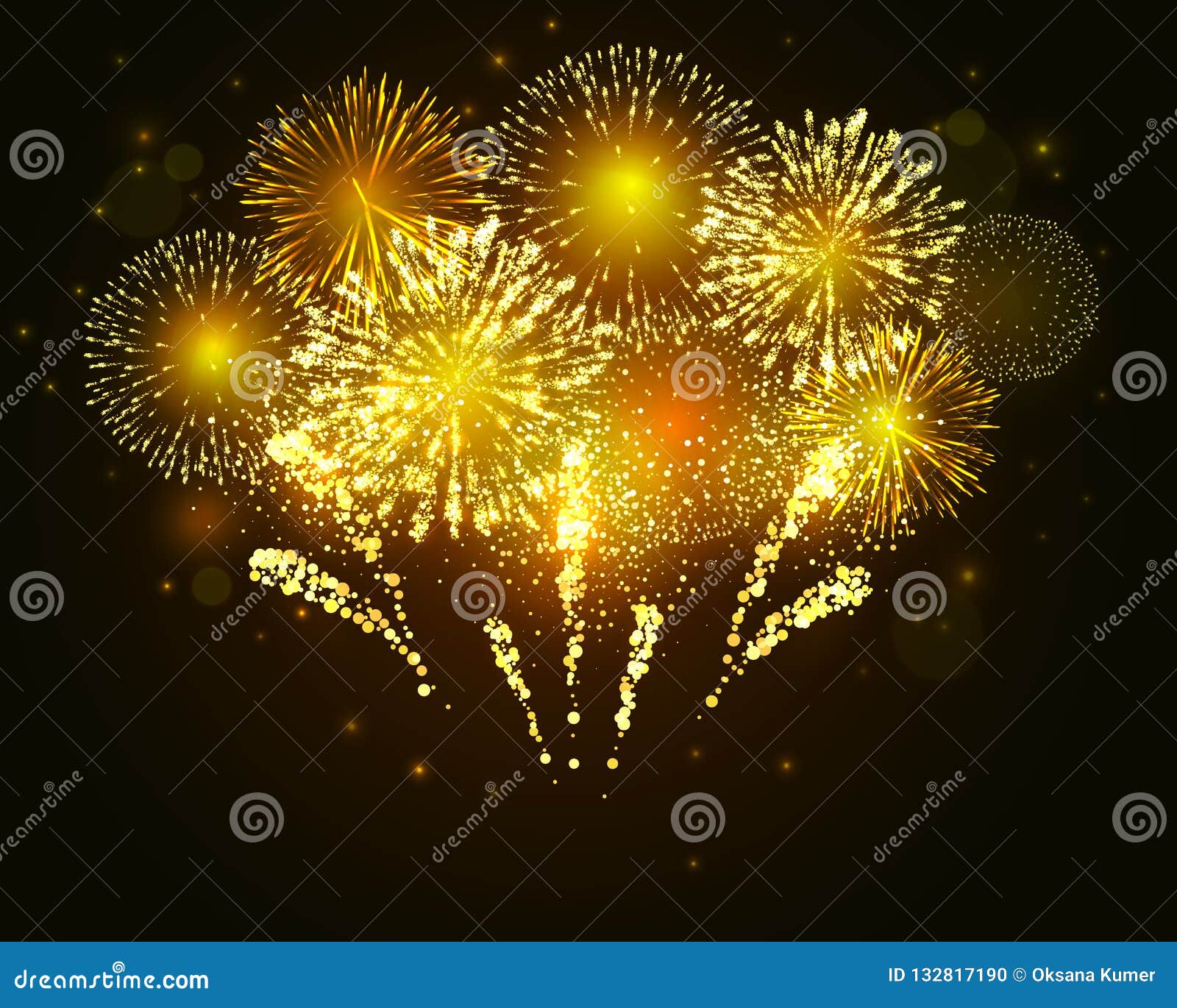 Vector golden firework stock vector. Illustration of backdrop - 132817190