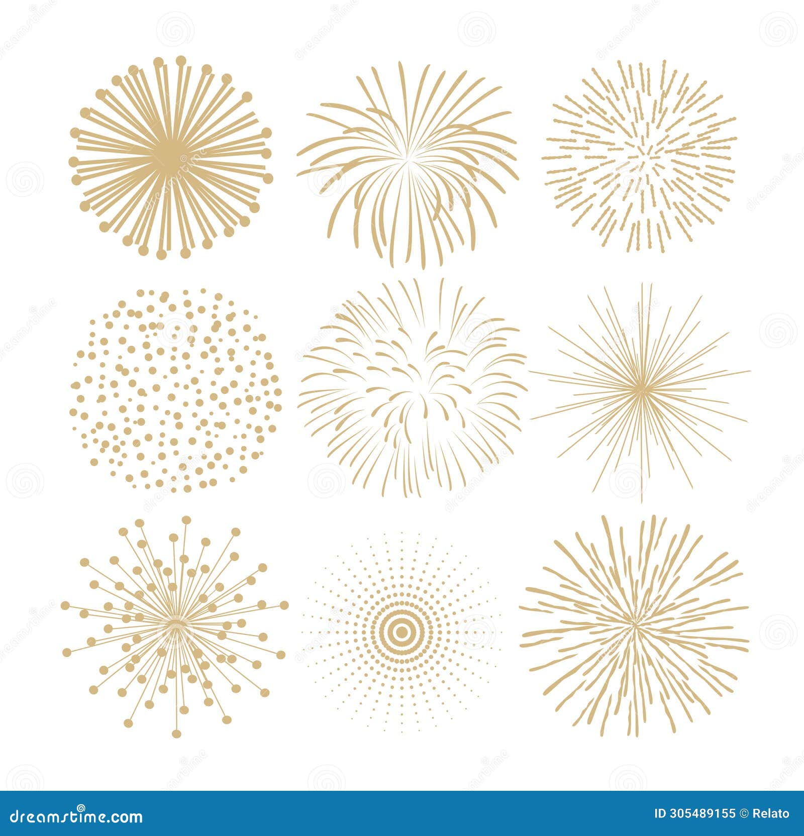 Vector Golden Fireworks stock illustration. Illustration of design ...