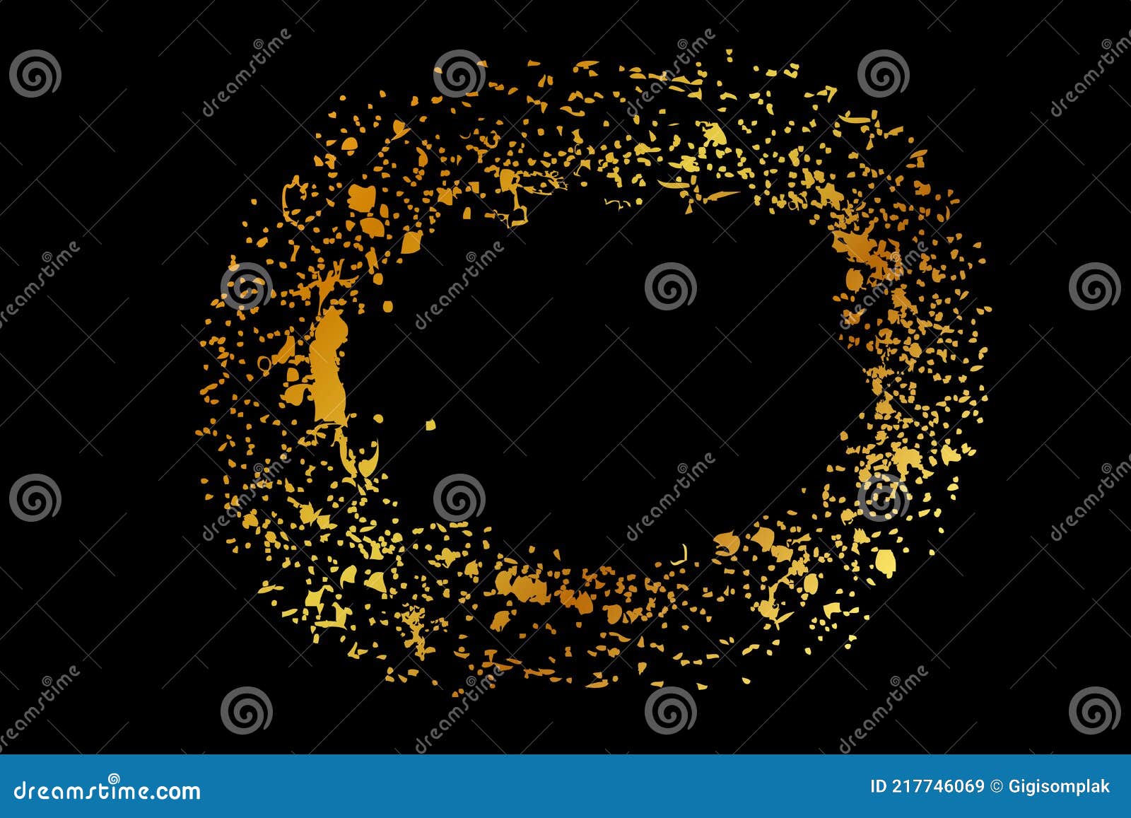 Vector Golden Frame from Dot and Splat, Oval Hole for Certificate ...