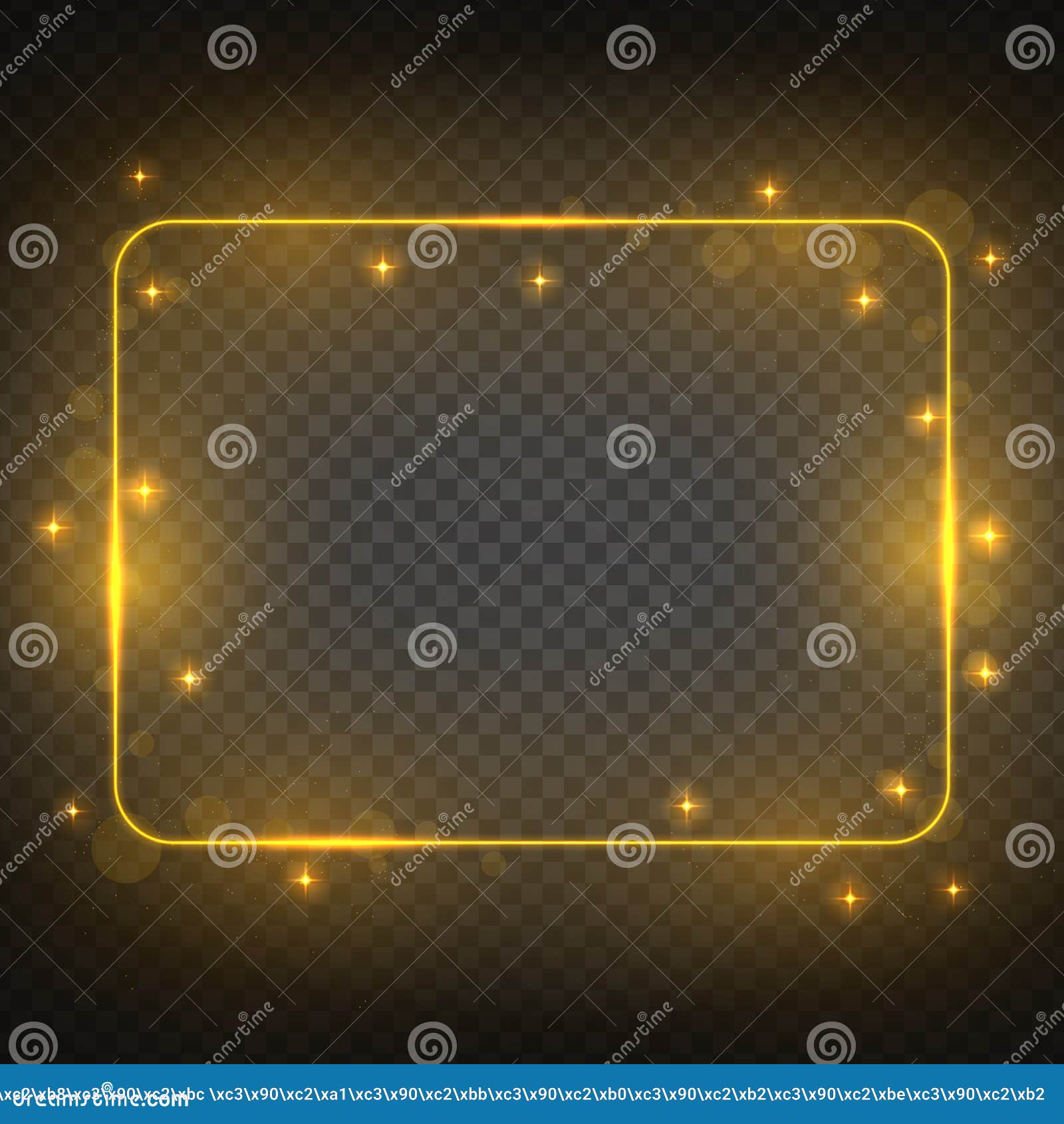 Vector Golden Frame with Light Effects. Shining Rectangle Banner Stock ...