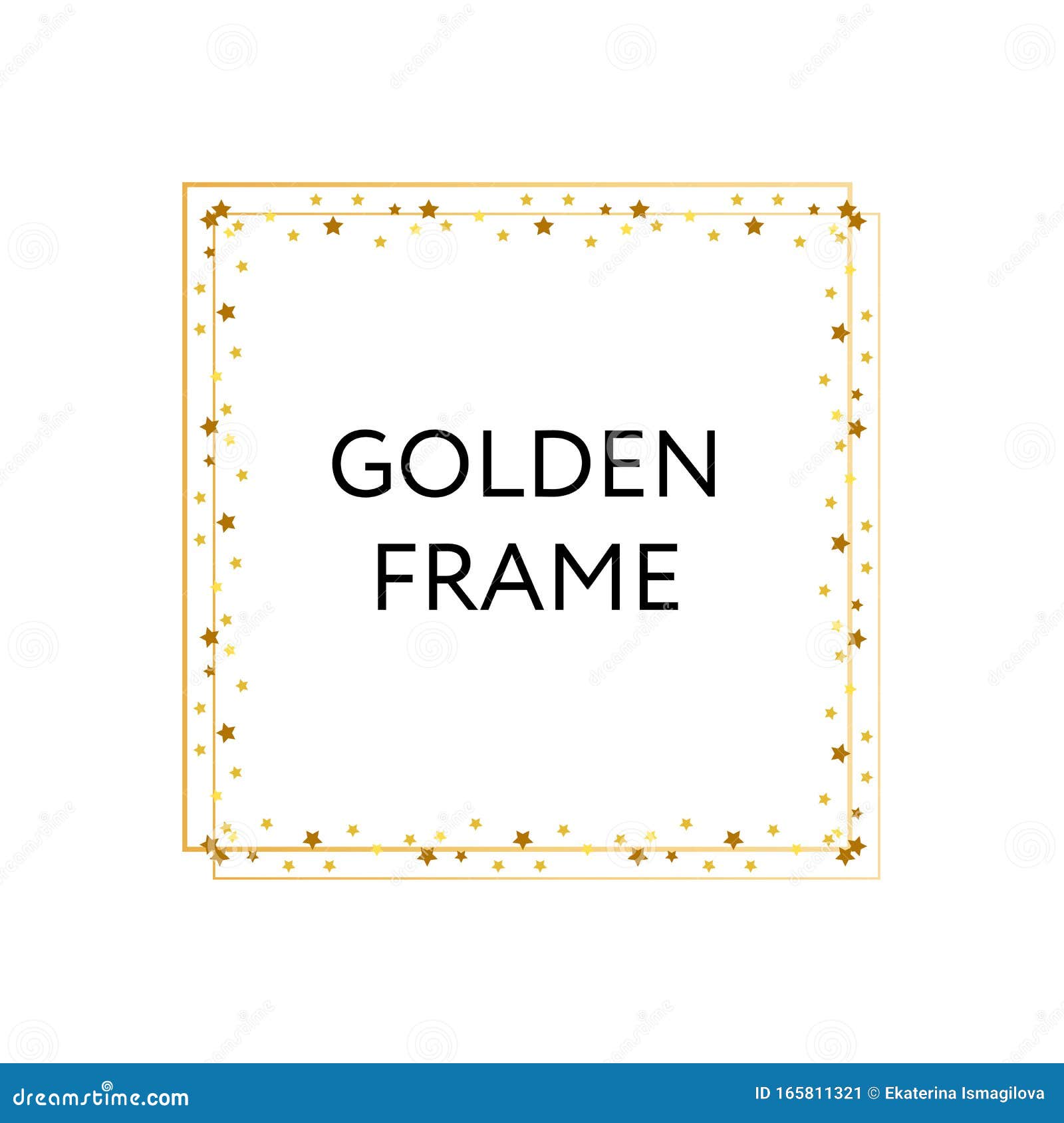Vector Golden Frame. Shining Rectangle Banner. Isolated on Black ...