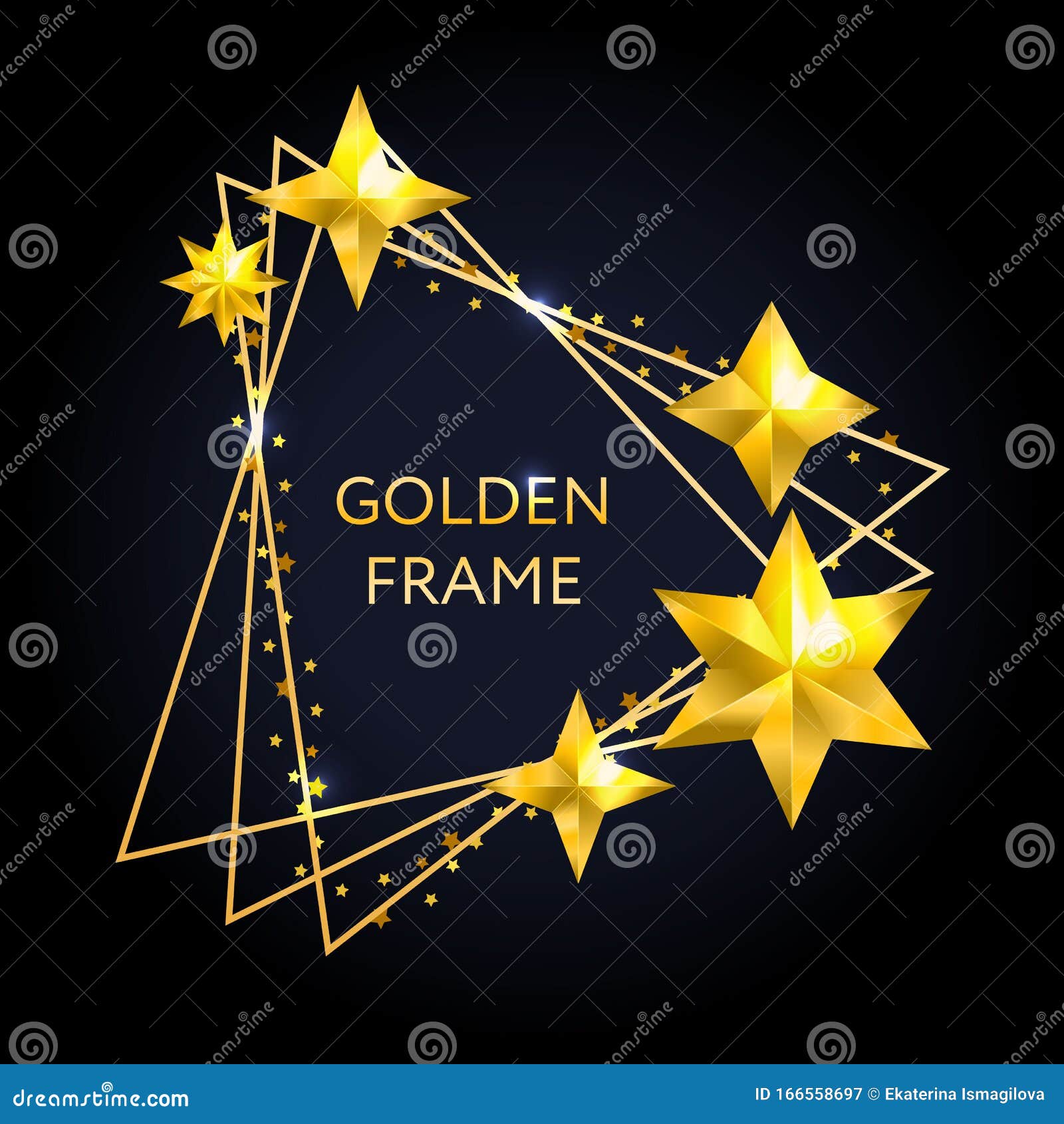 Vector Golden Frame. Shining Rectangle Banner. Isolated on Black ...