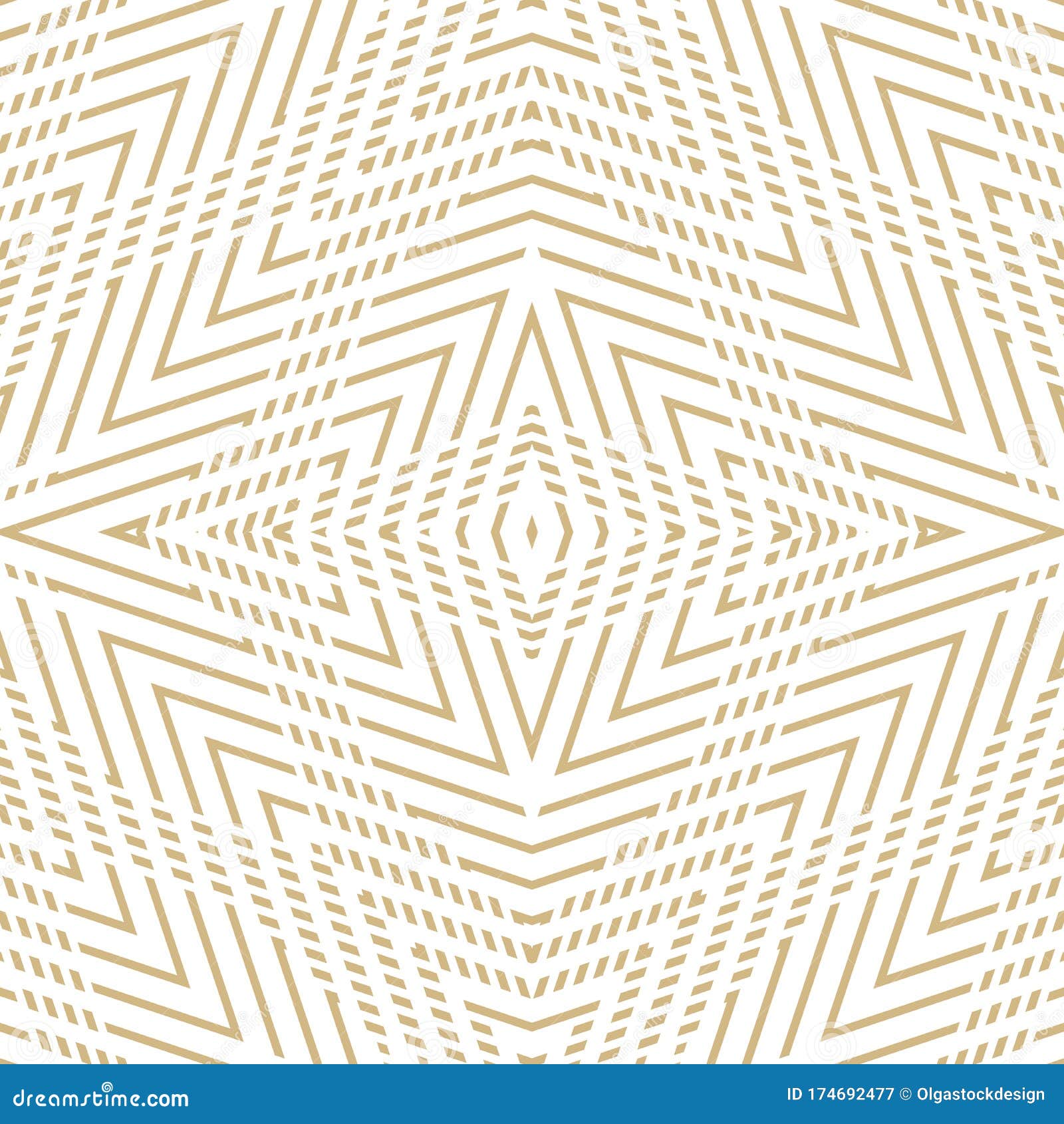 Vector Golden Geometric Lines Pattern. White and Gold Seamless Linear ...