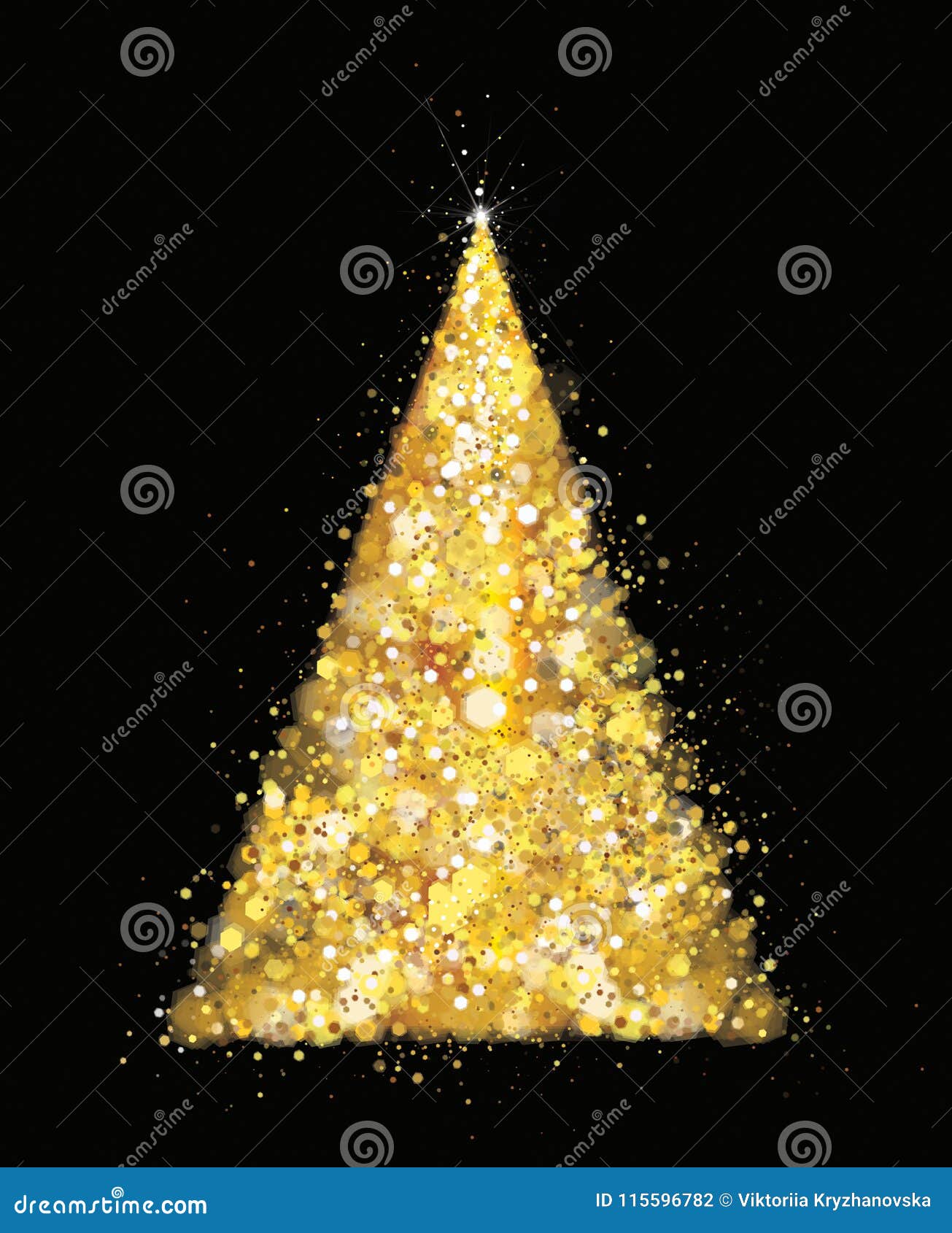 Vector Golden, Glitter Christmas Tree. Stock Vector - Illustration of ...