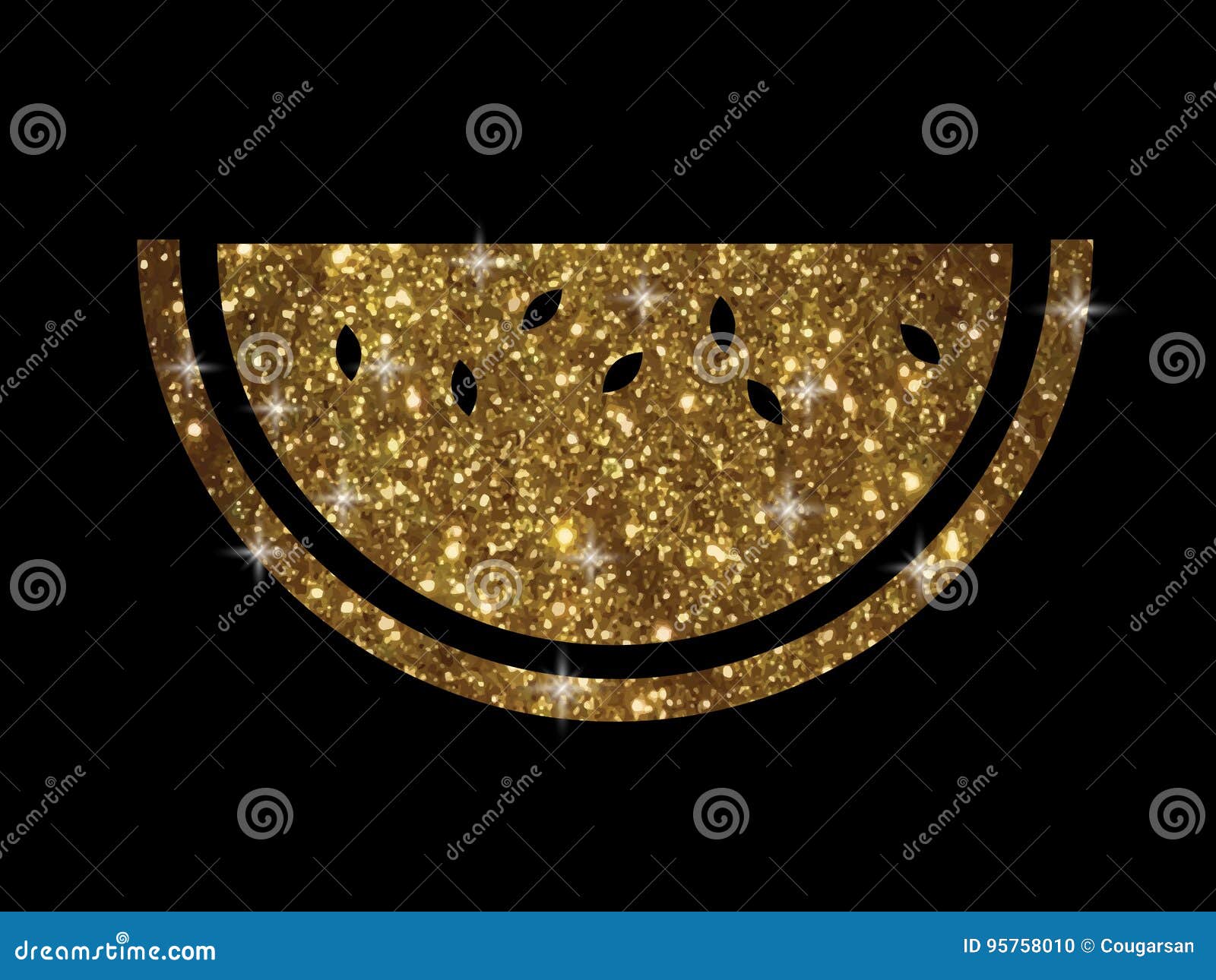 Vector Golden Glitter and Shinny Fruit Watermelon Icon Stock Vector ...