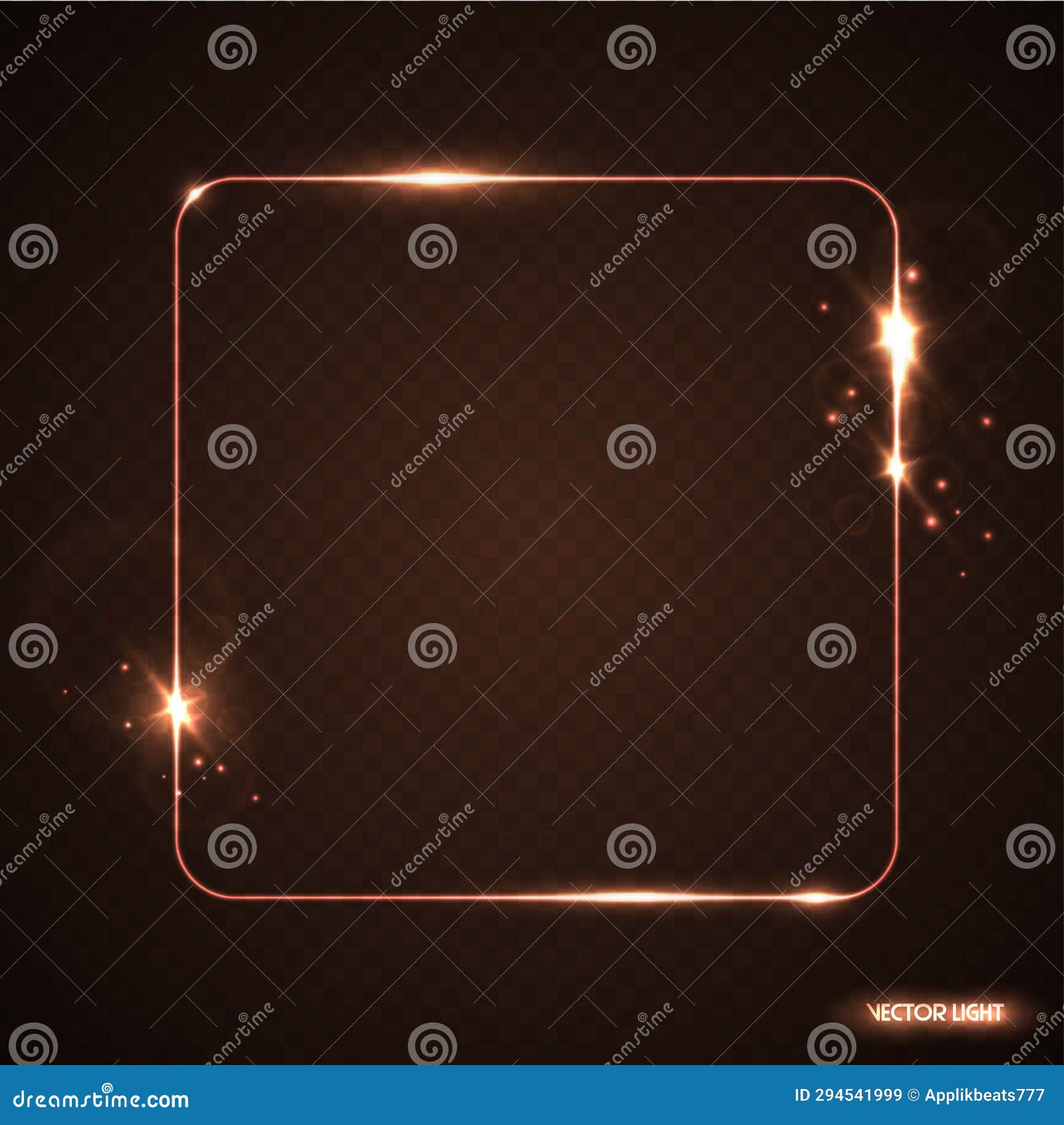Vector Golden Glow Line Frame with Sparks and Spotlight. Shining ...