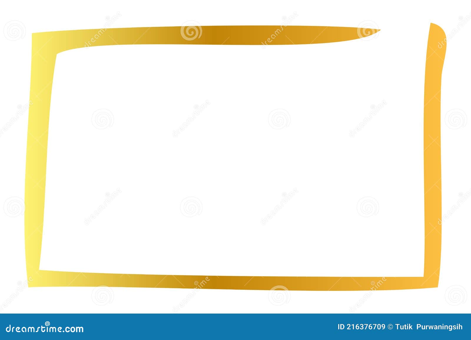 Vector Golden Hand Draw Sketch Simple Rectangle Frame,for Your Brochure ...