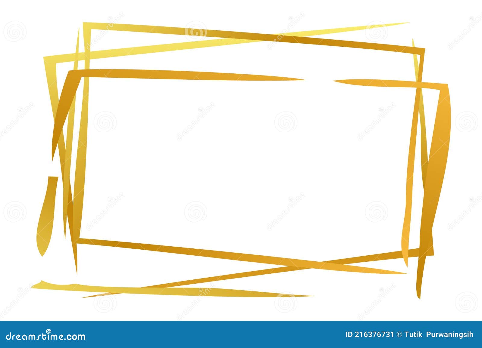 Vector Golden Hand Draw Sketch Simple Rectangle Frame,for Your Brochure ...