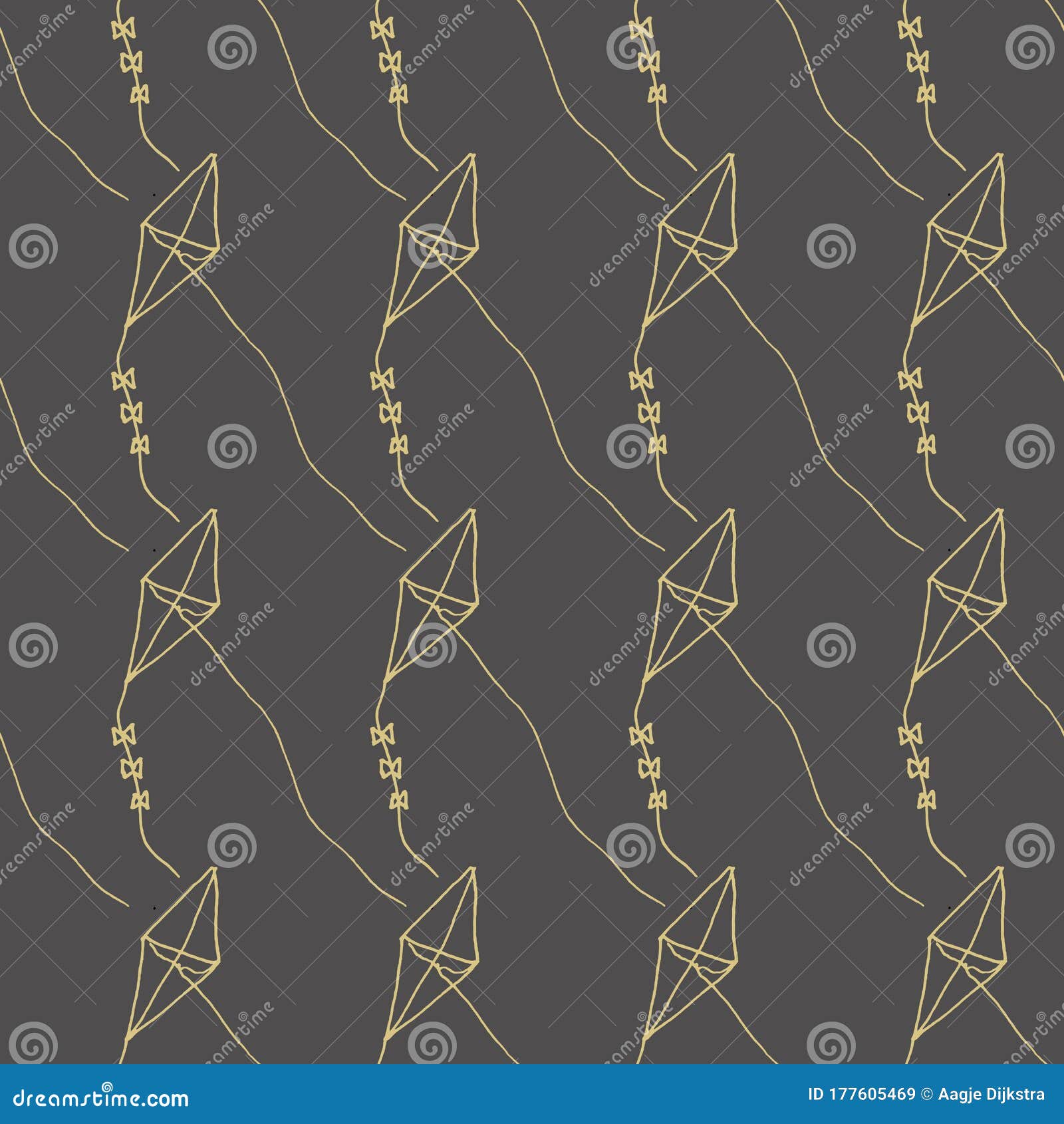 Vector Golden Kite Motif Repeat Pattern Print Background Design Stock ...
