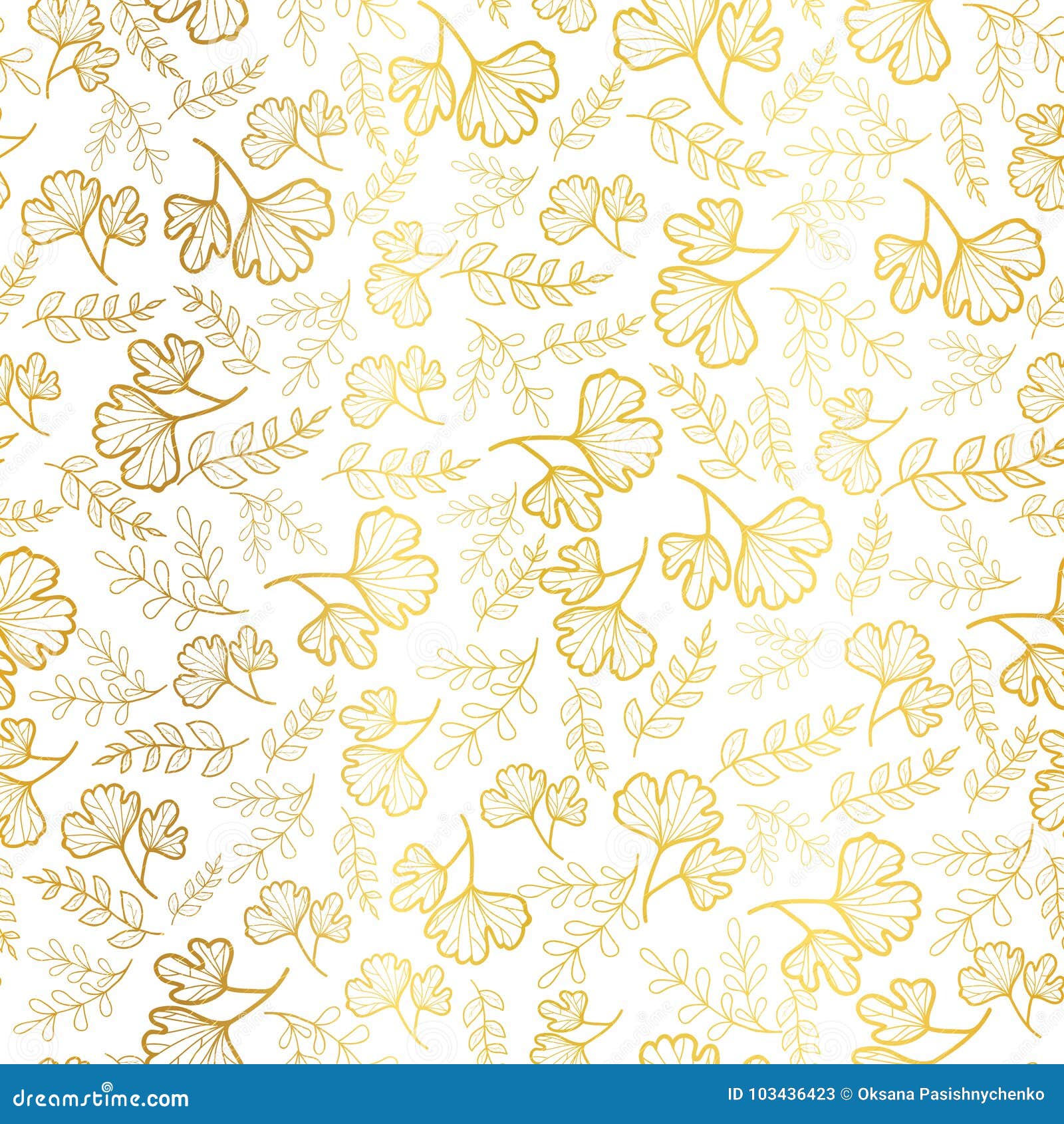 Vector Golden Leaves Texture Seamless Repeat Pattern Background. Great ...