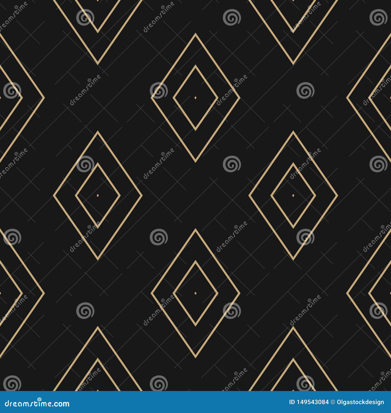 Vector Golden Linear Rhombuses Texture. Minimalist Geometric Seamless ...